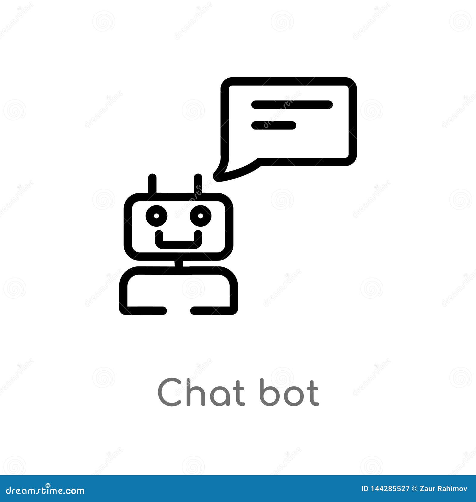Outline Chat Bot Vector Icon. Isolated Black Simple Line Element ...