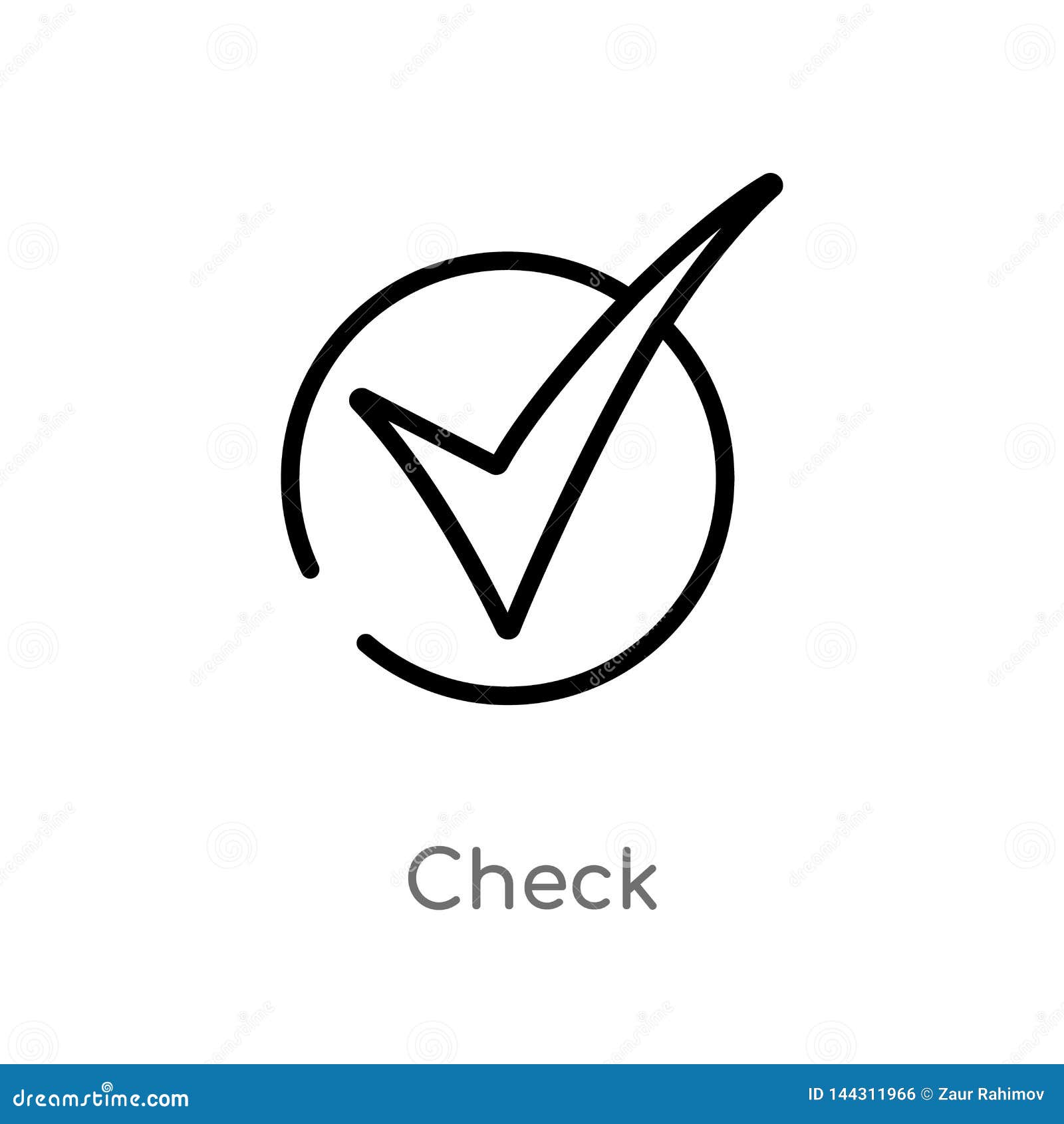 Outline Check Vector Icon. Isolated Black Simple Line Element ...