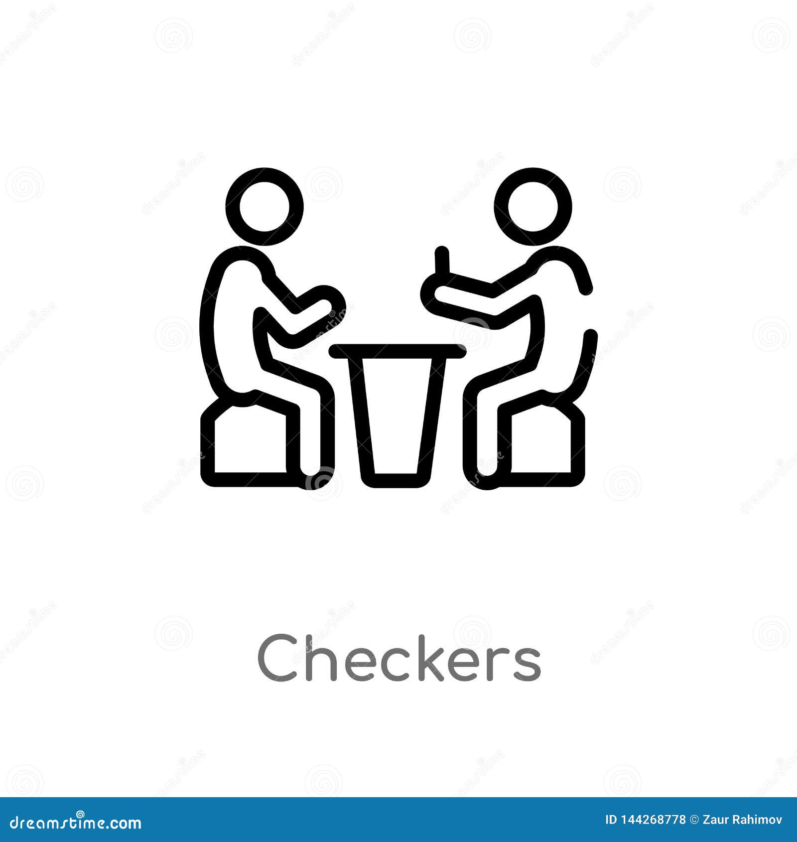 Outline Checkers Vector Icon. Isolated Black Simple Line Element ...