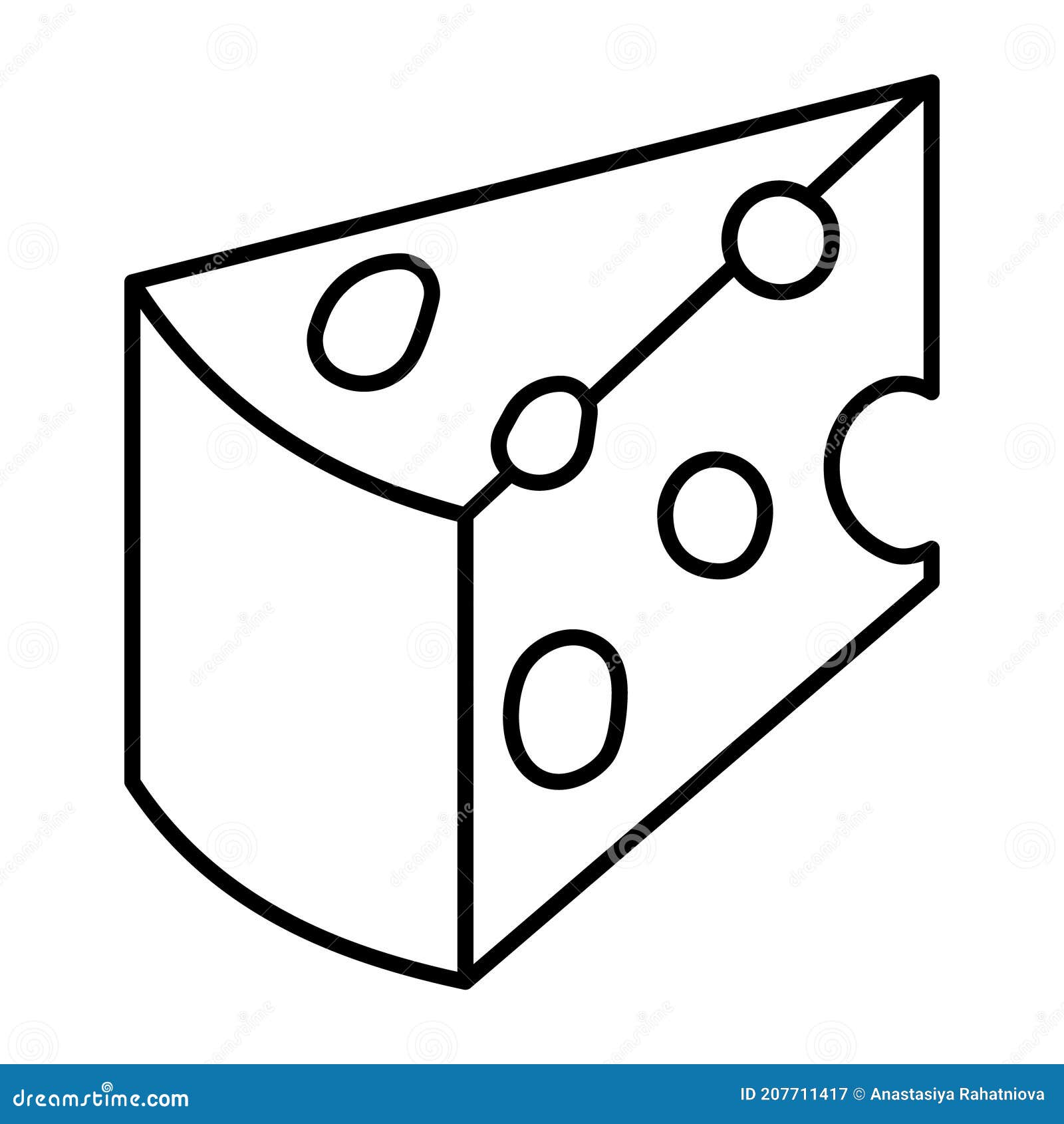 Outline Cheese Isolated on White Background. Coloring Page Stock Vector ...