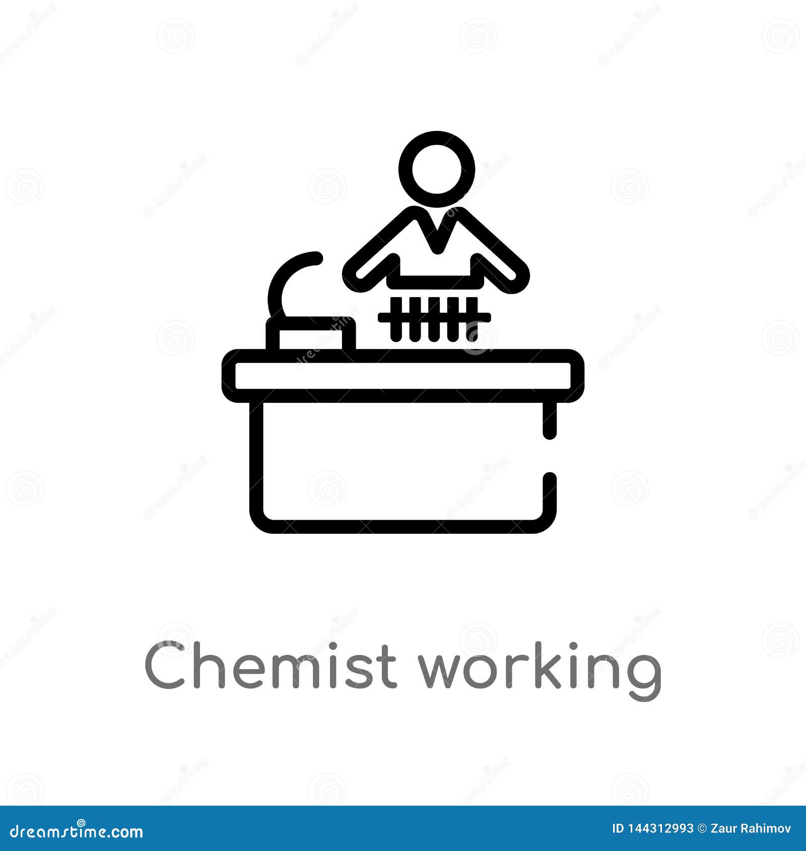 Outline Chemist Working Vector Icon. Isolated Black Simple Line Element ...
