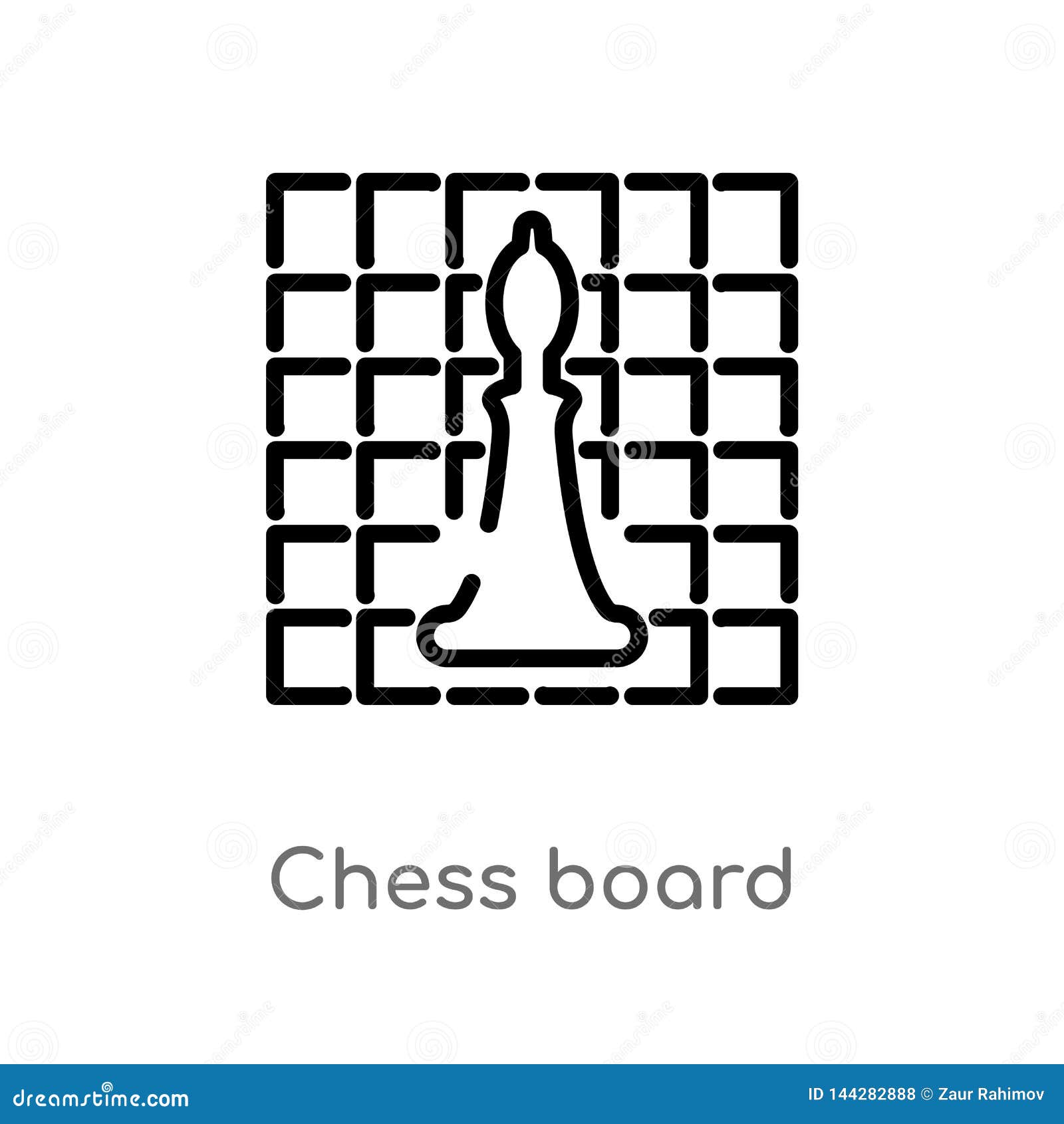 Outline Chess Board Vector Icon. Isolated Black Simple Line Element ...