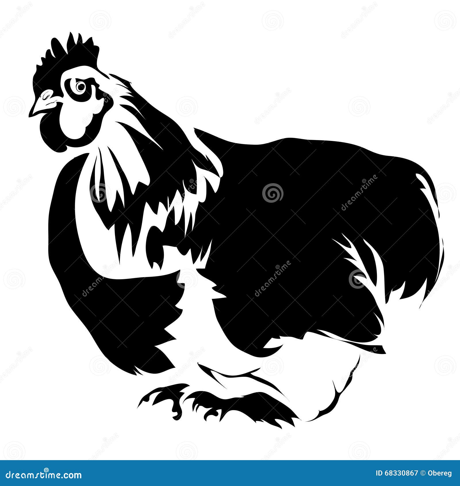 Outline Chicken In Doodle Style, Coloring Page For Kids Creativity ...