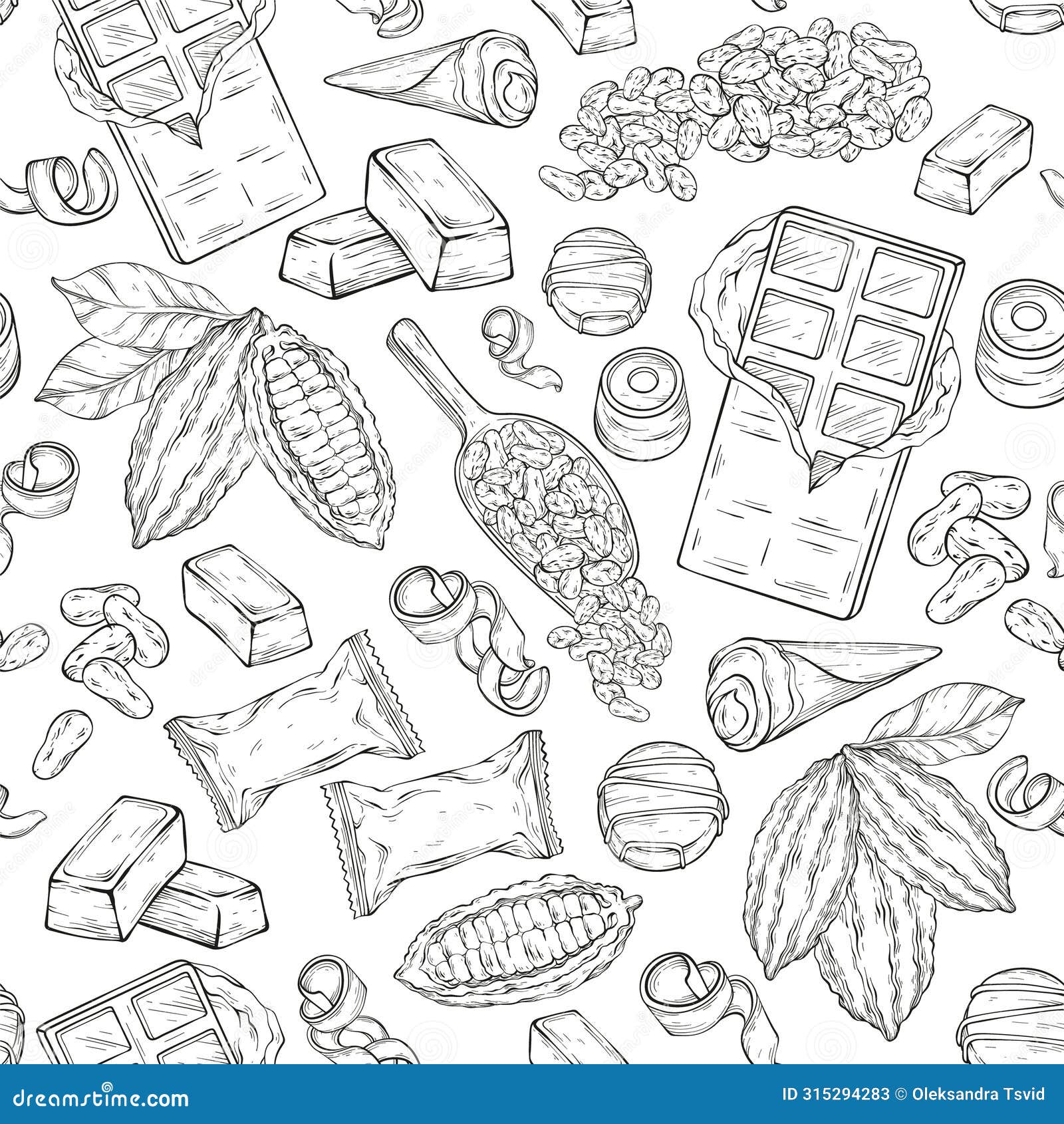 Outline Chocolate Seamless Pattern. Hand Drawn Stock Vector ...
