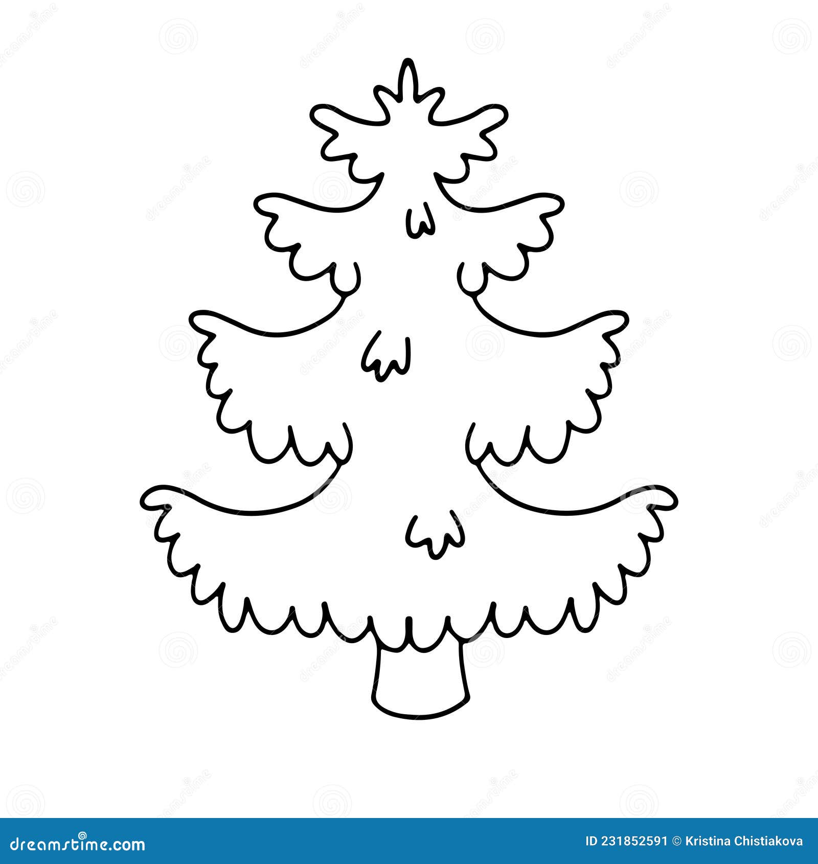 Outline Christmas Tree. Vector Illustration Stock Vector - Illustration ...
