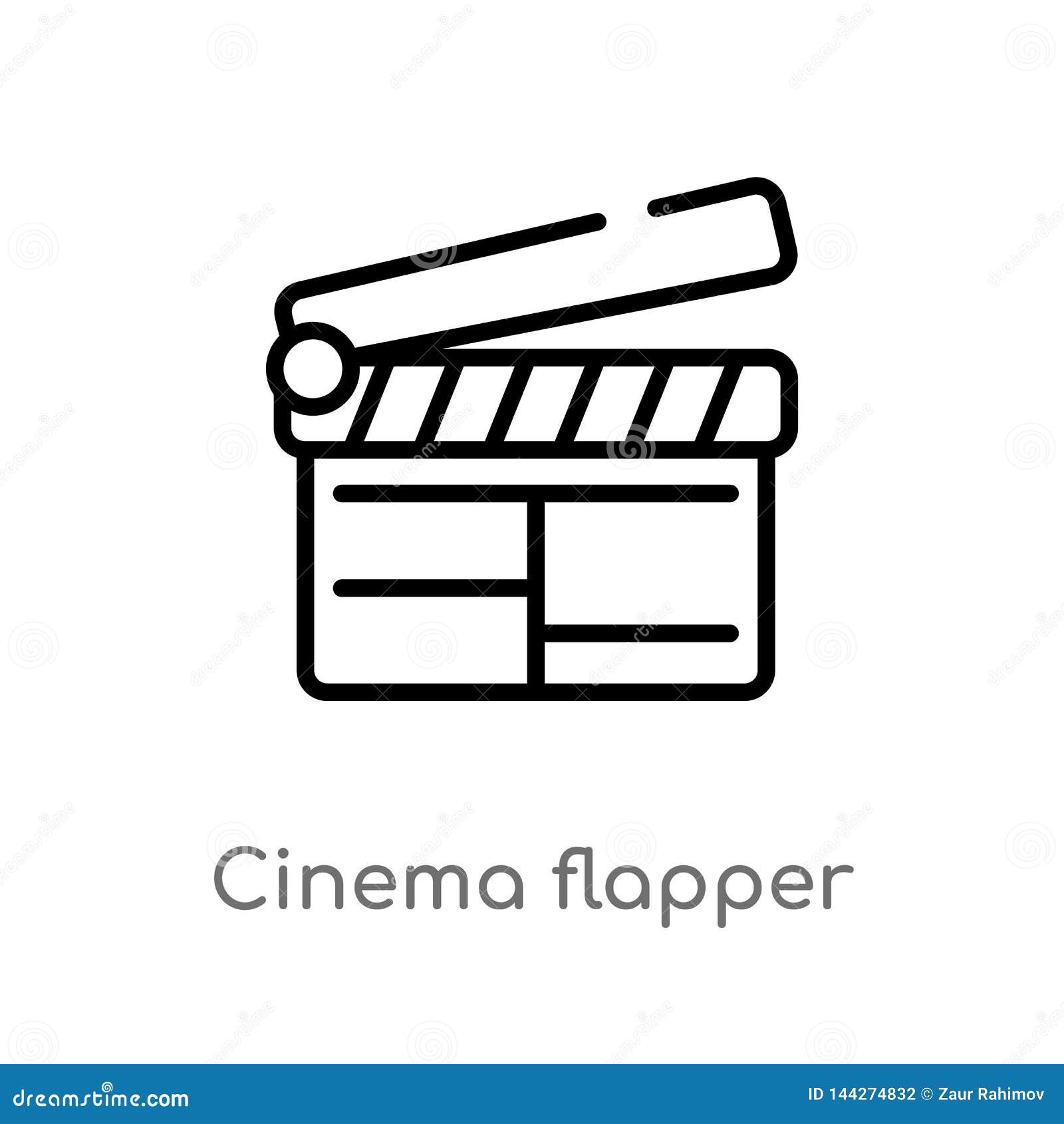 Outline Cinema Flapper Vector Icon. Isolated Black Simple Line Element ...