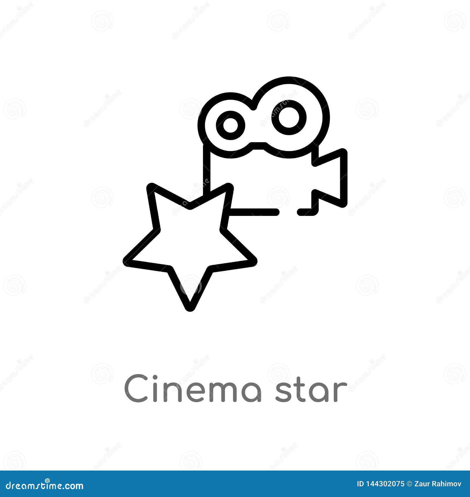 Outline Cinema Star Vector Icon. Isolated Black Simple Line Element ...