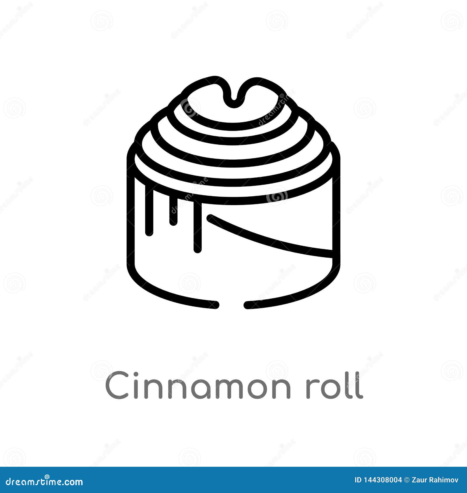 Outline Cinnamon Roll Vector Icon. Isolated Black Simple Line Element ...