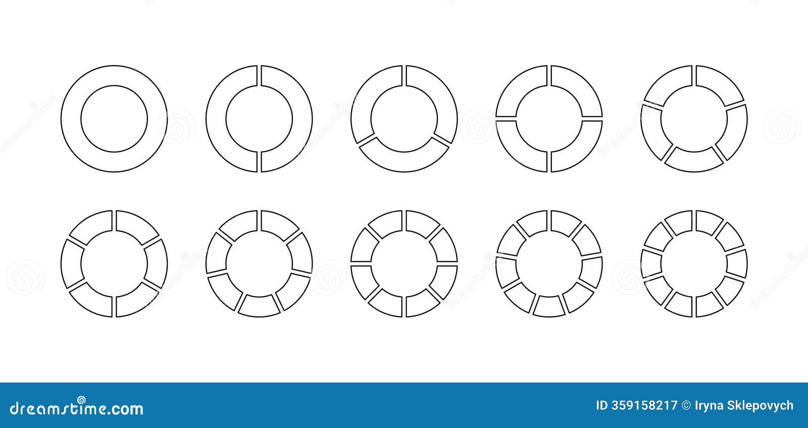 Piechart With Segments. Slices Section Template. Circular Structure ...