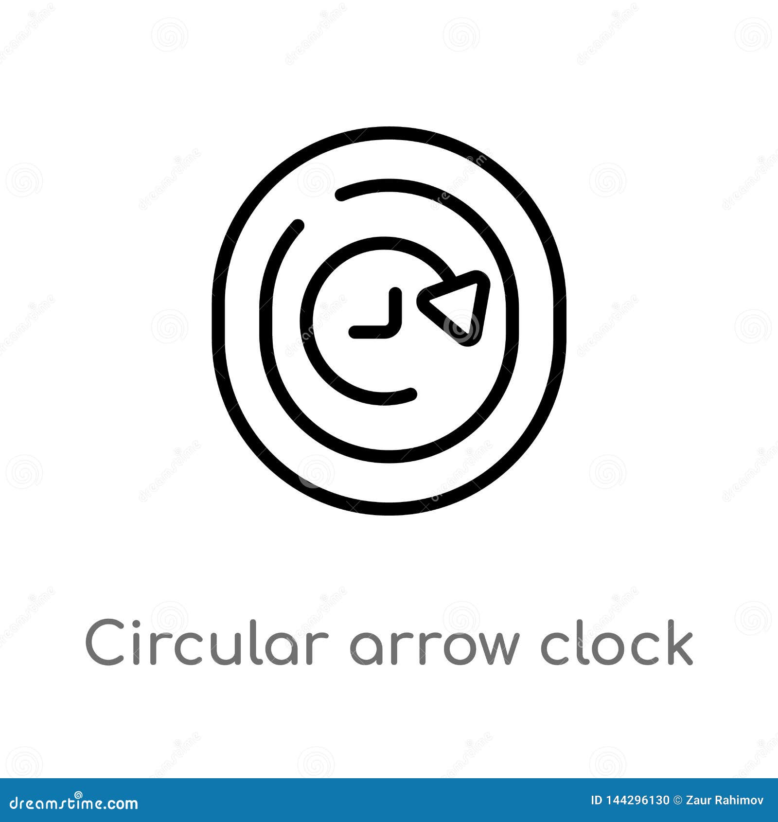 Outline Circular Arrow Clock Vector Icon. Isolated Black Simple Line ...