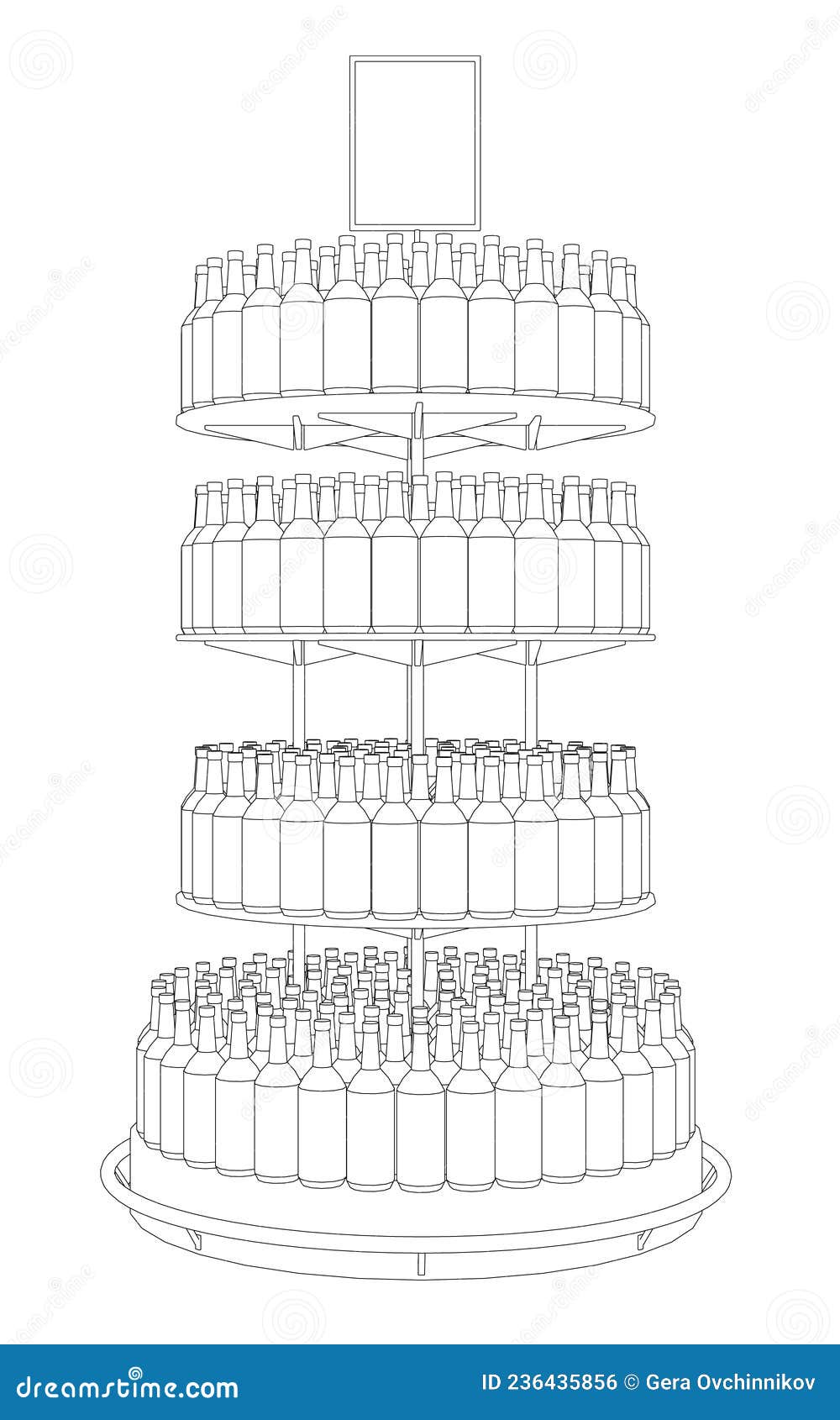 The Outline of a Circular Counter with Many Bottles. Bottled Drinks ...