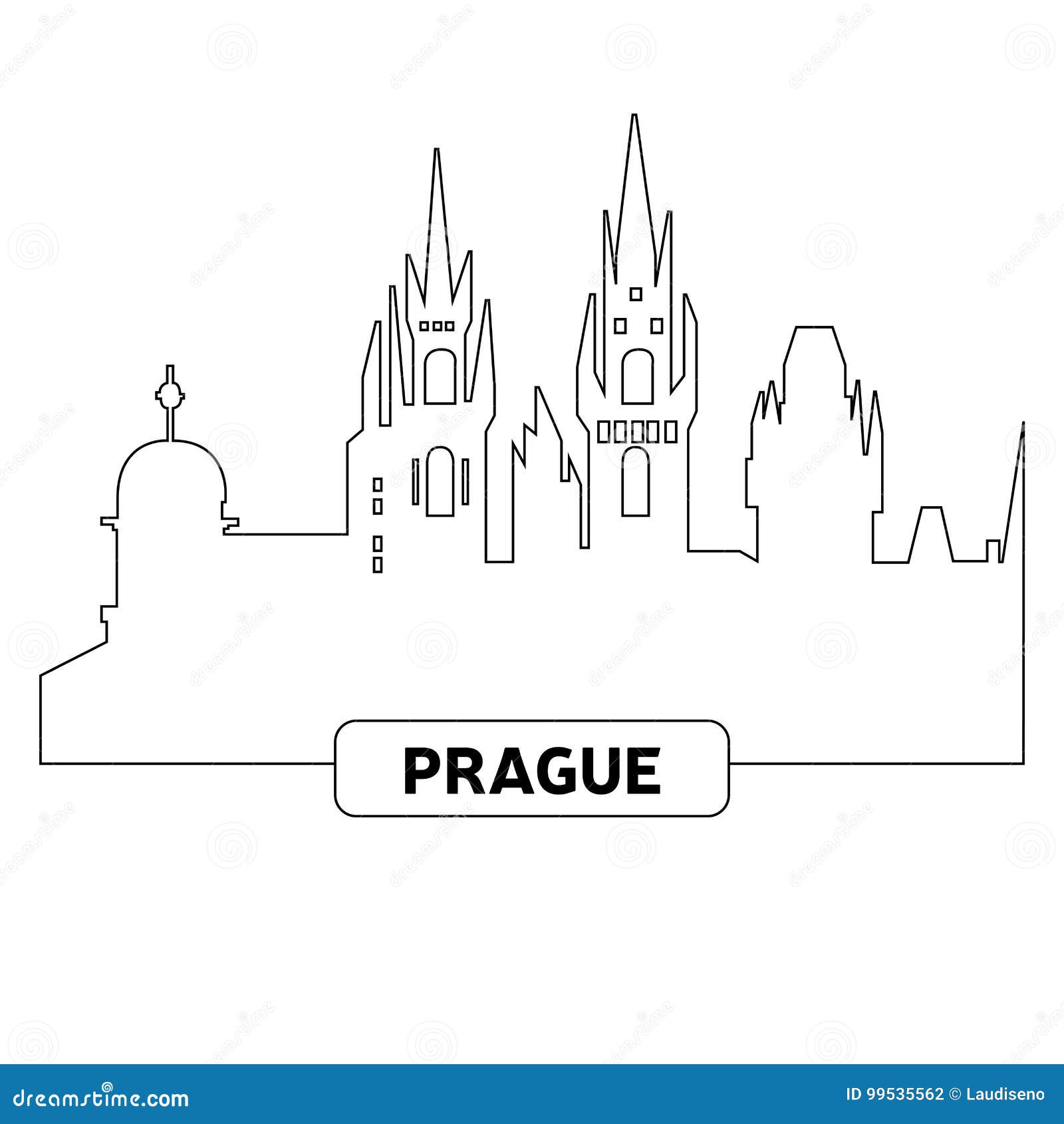 Cityscape of Prague stock vector. Illustration of silhouette - 99535562
