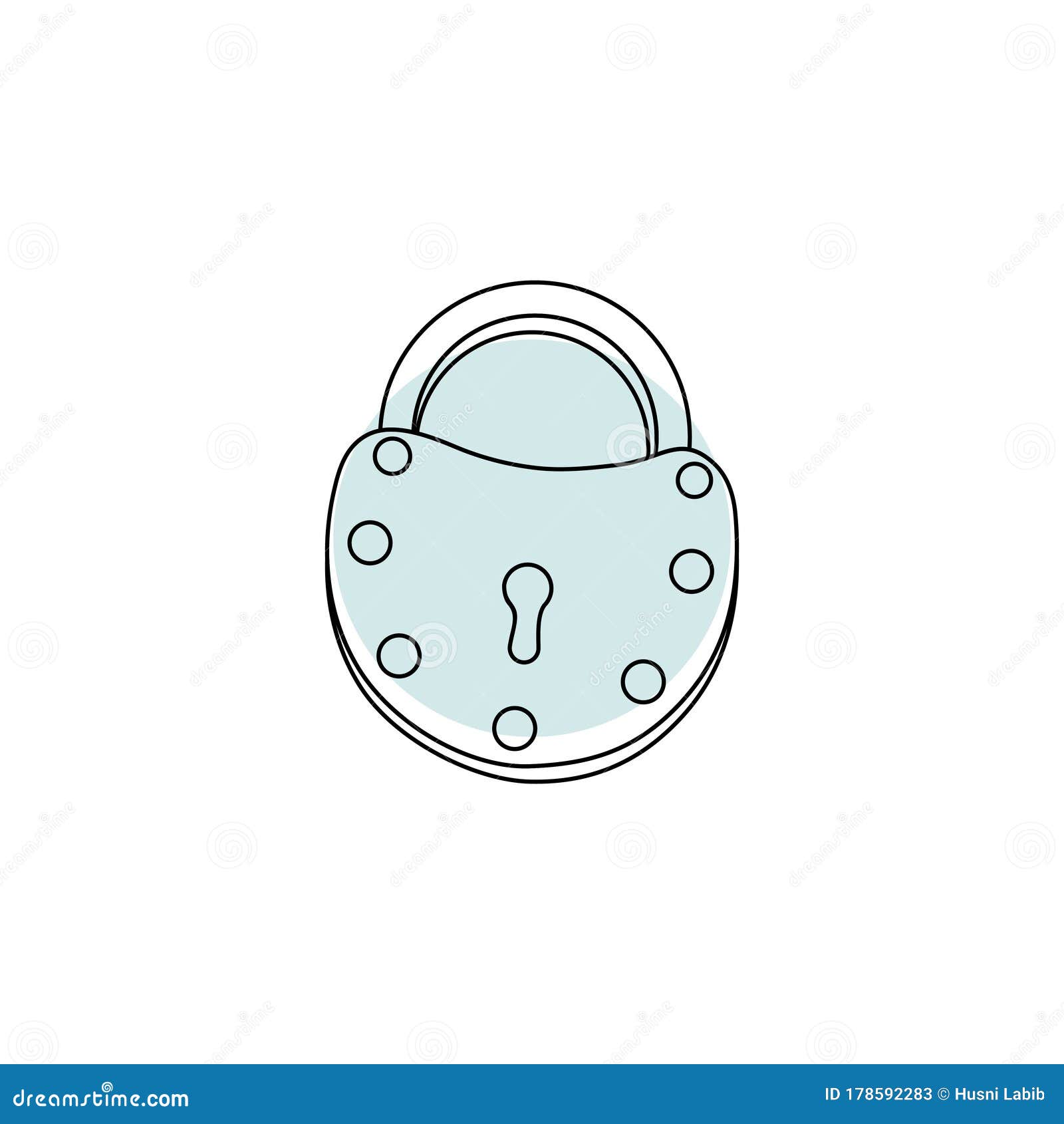 Outline Classic Padlock stock vector. Illustration of danger - 178592283