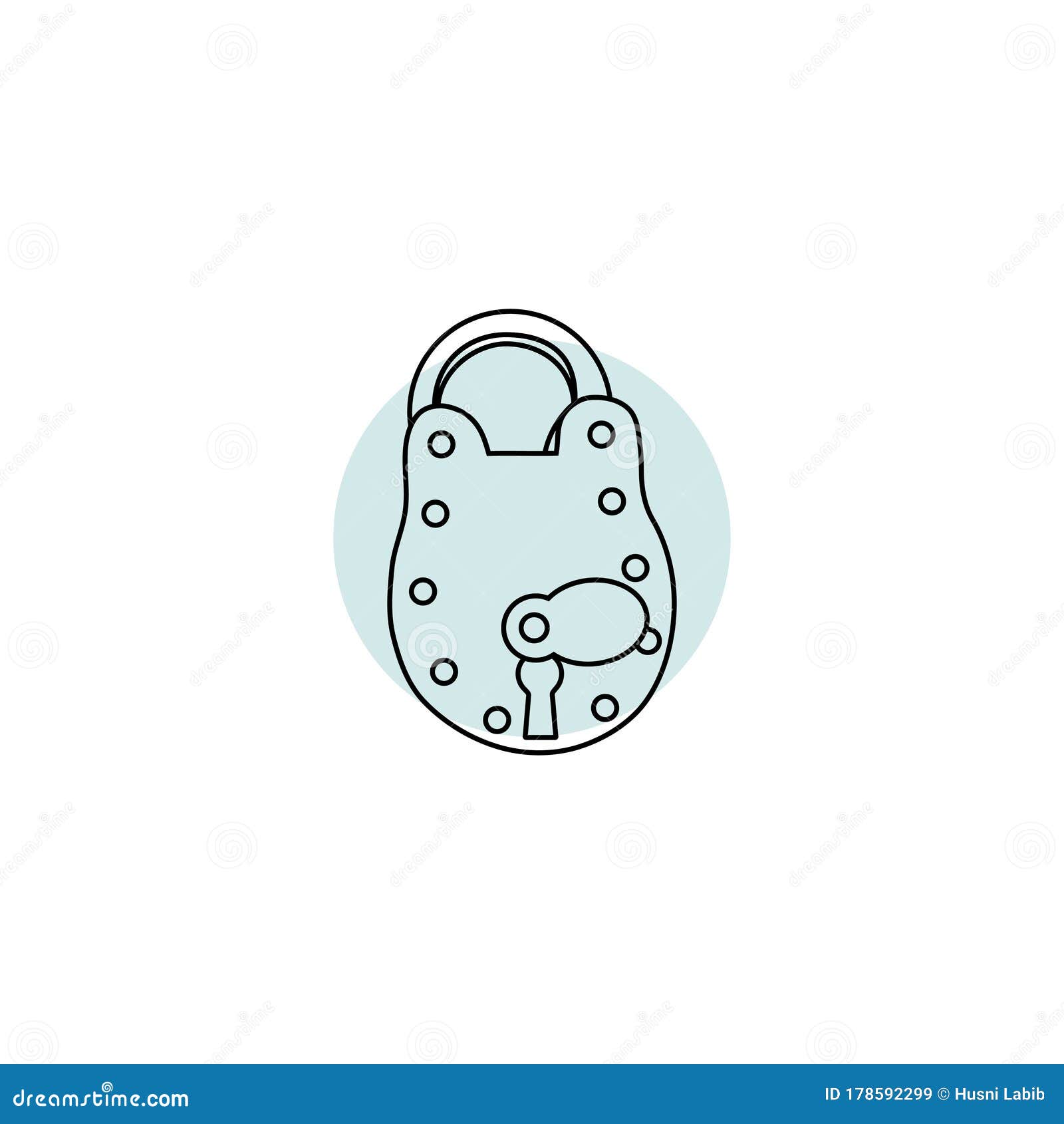 Outline Classic Padlock stock vector. Illustration of line - 178592299