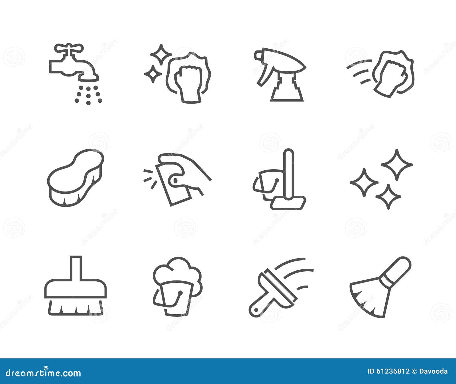 Outline Cleaning Icons stock vector. Illustration of broom - 61236812