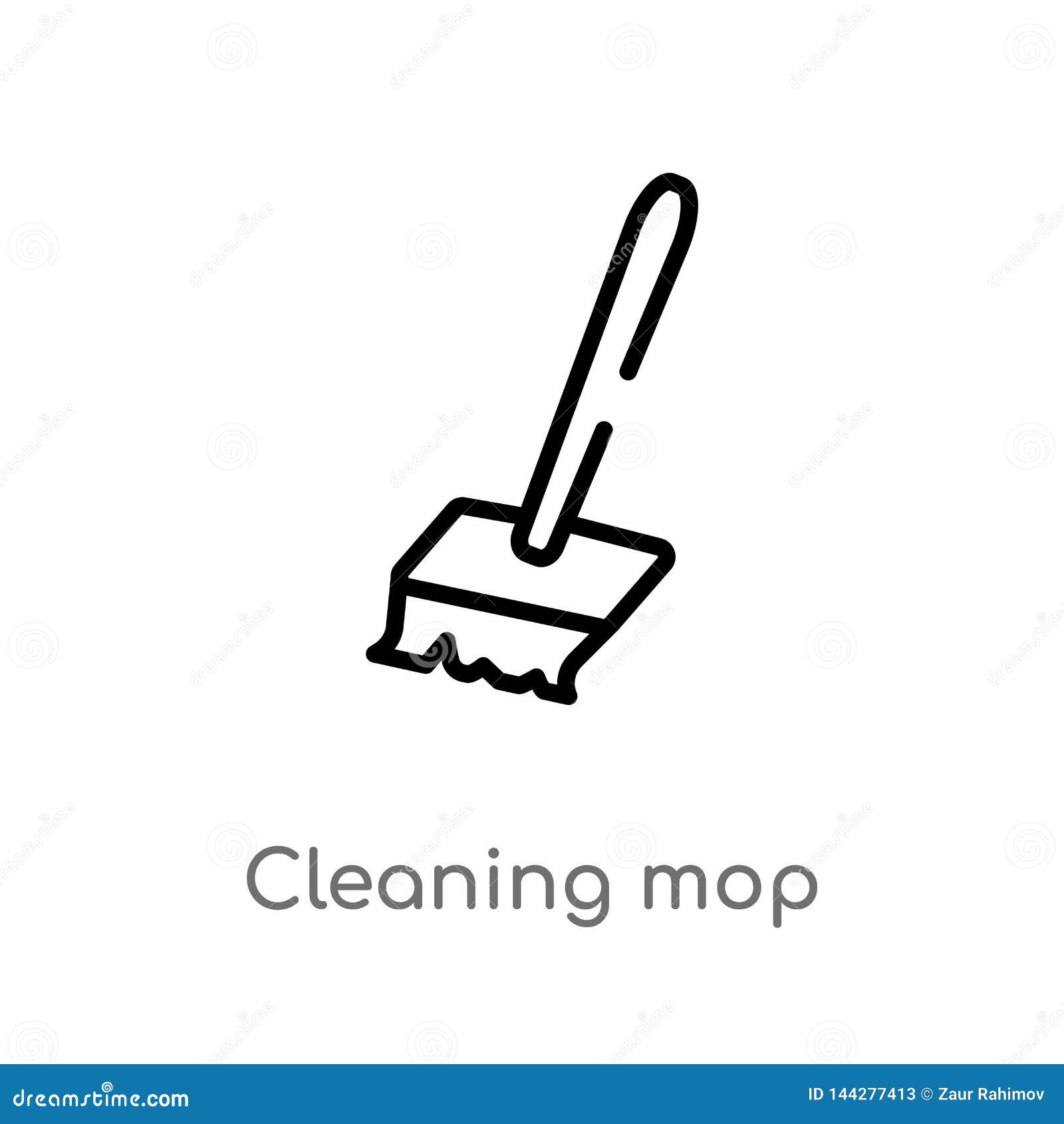 Outline Cleaning Mop Vector Icon. Isolated Black Simple Line Element ...