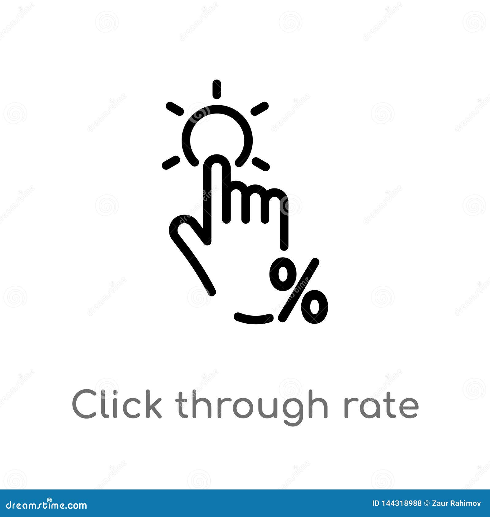 Outline Click through Rate Vector Icon. Isolated Black Simple Line ...