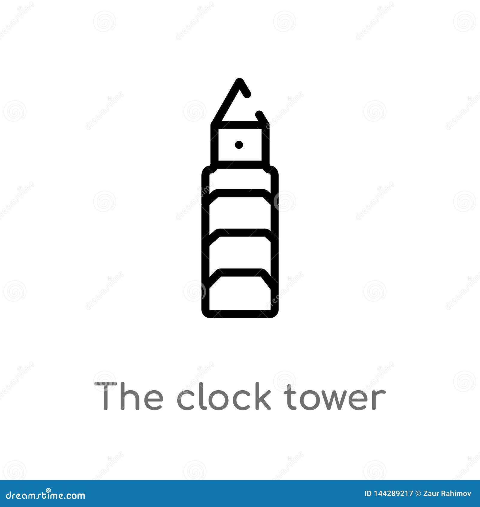 Outline the Clock Tower Vector Icon. Isolated Black Simple Line Element ...