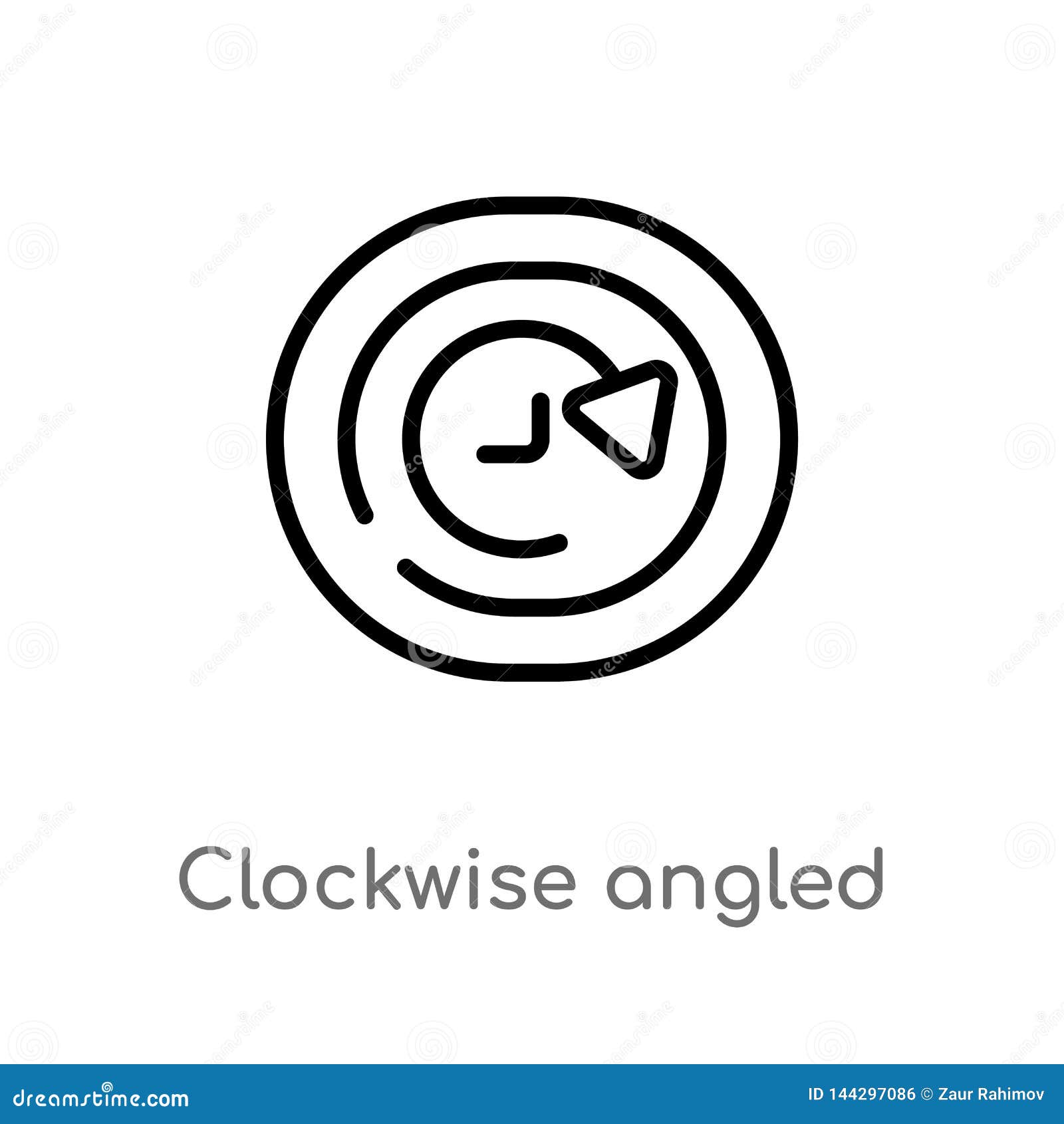 Outline Clockwise Drawn Arrow Vector Icon. Isolated Black Simple Line ...