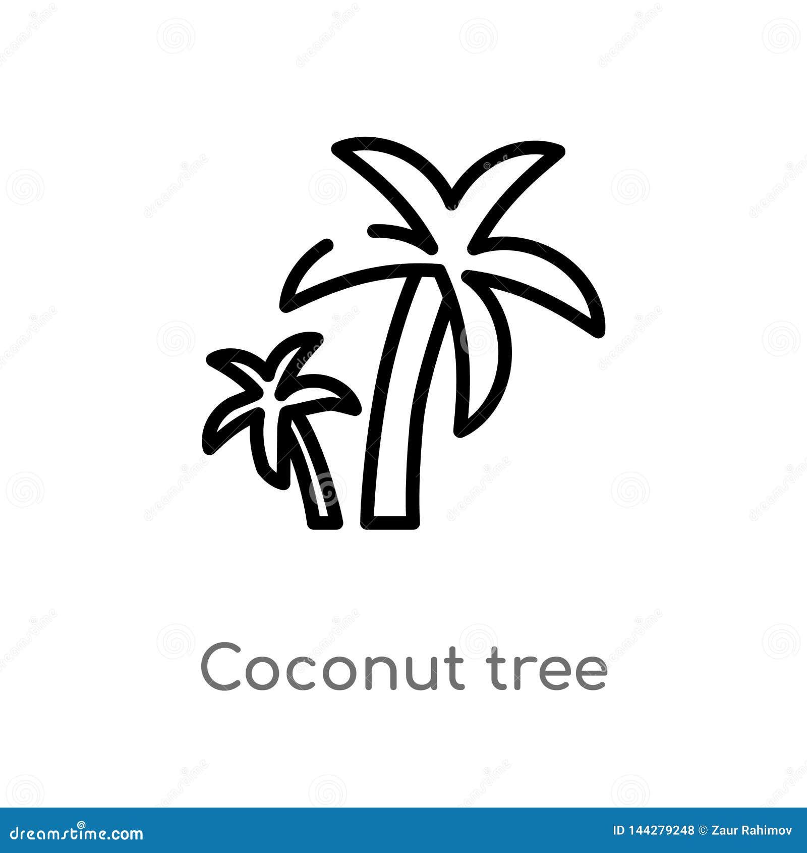 Outline Coconut Tree Vector Icon. Isolated Black Simple Line Element ...