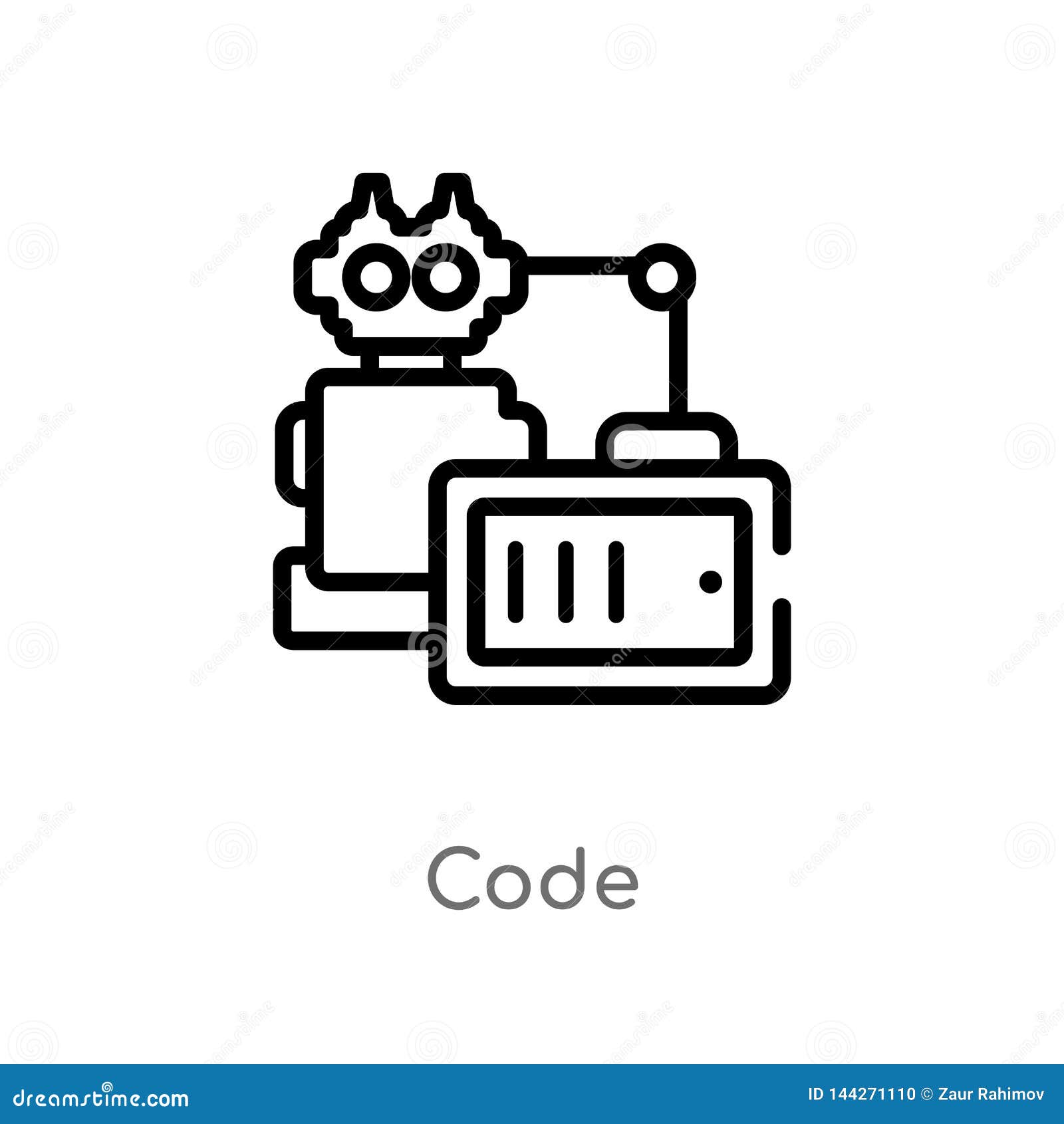 Outline Code Vector Icon. Isolated Black Simple Line Element ...