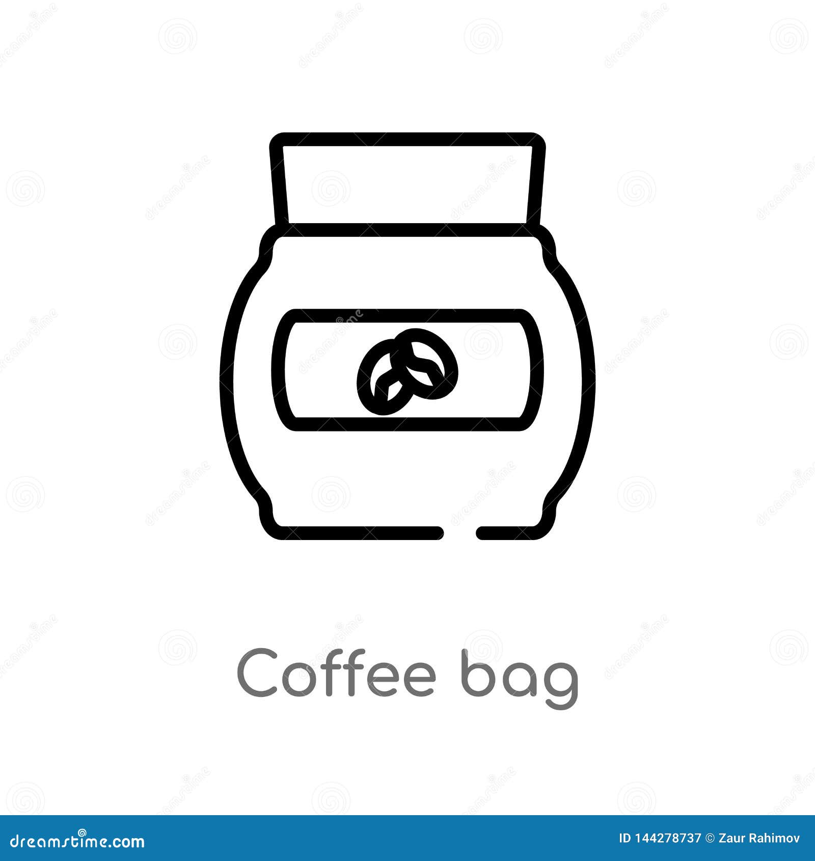 Outline Coffee Bag Vector Icon. Isolated Black Simple Line Element ...