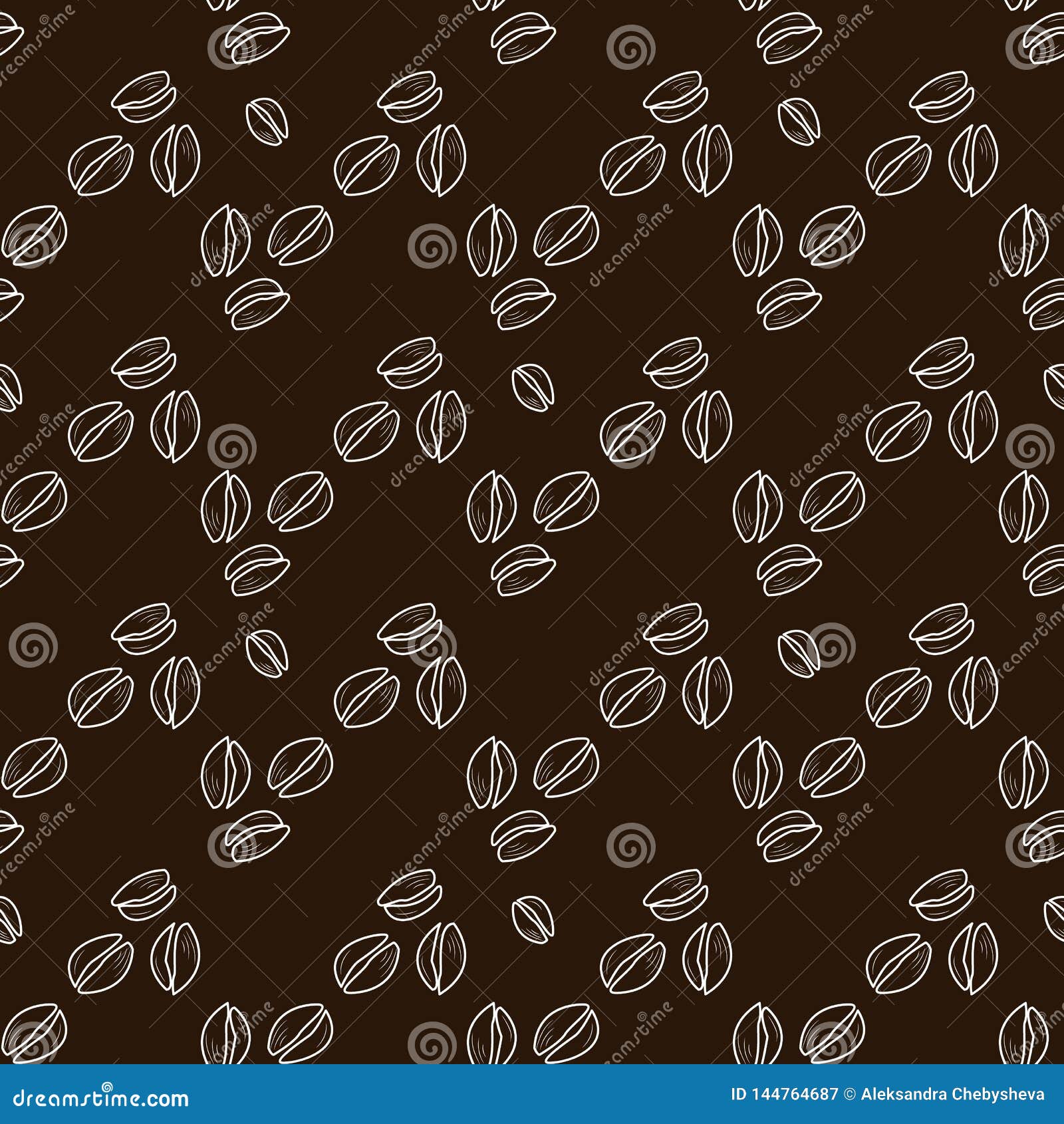 Outline Coffee Beans Seamless Vector Pattern. Coffee Beans Background ...
