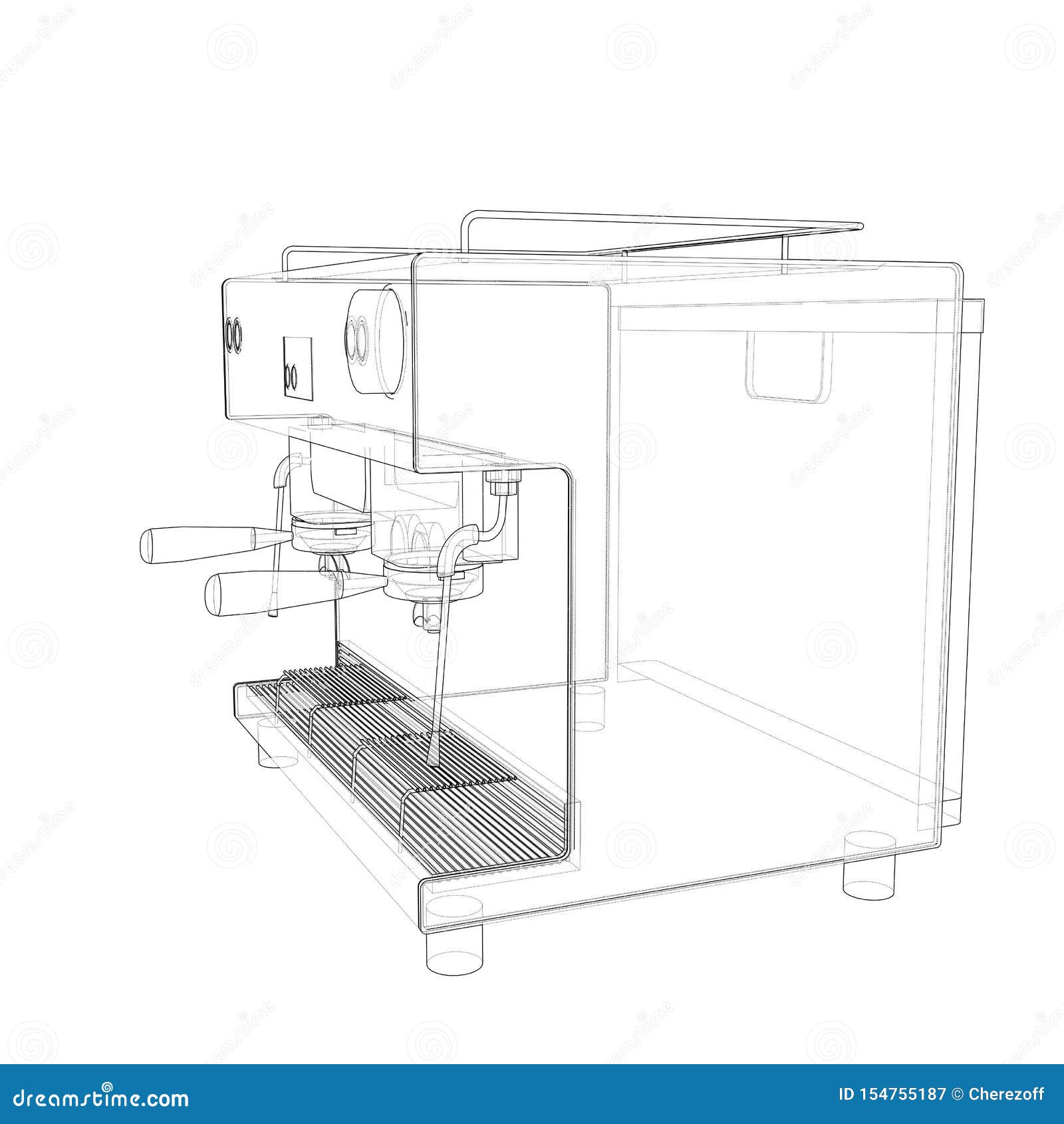 Outline Coffee Machine. Vector Stock Vector - Illustration of cafe ...