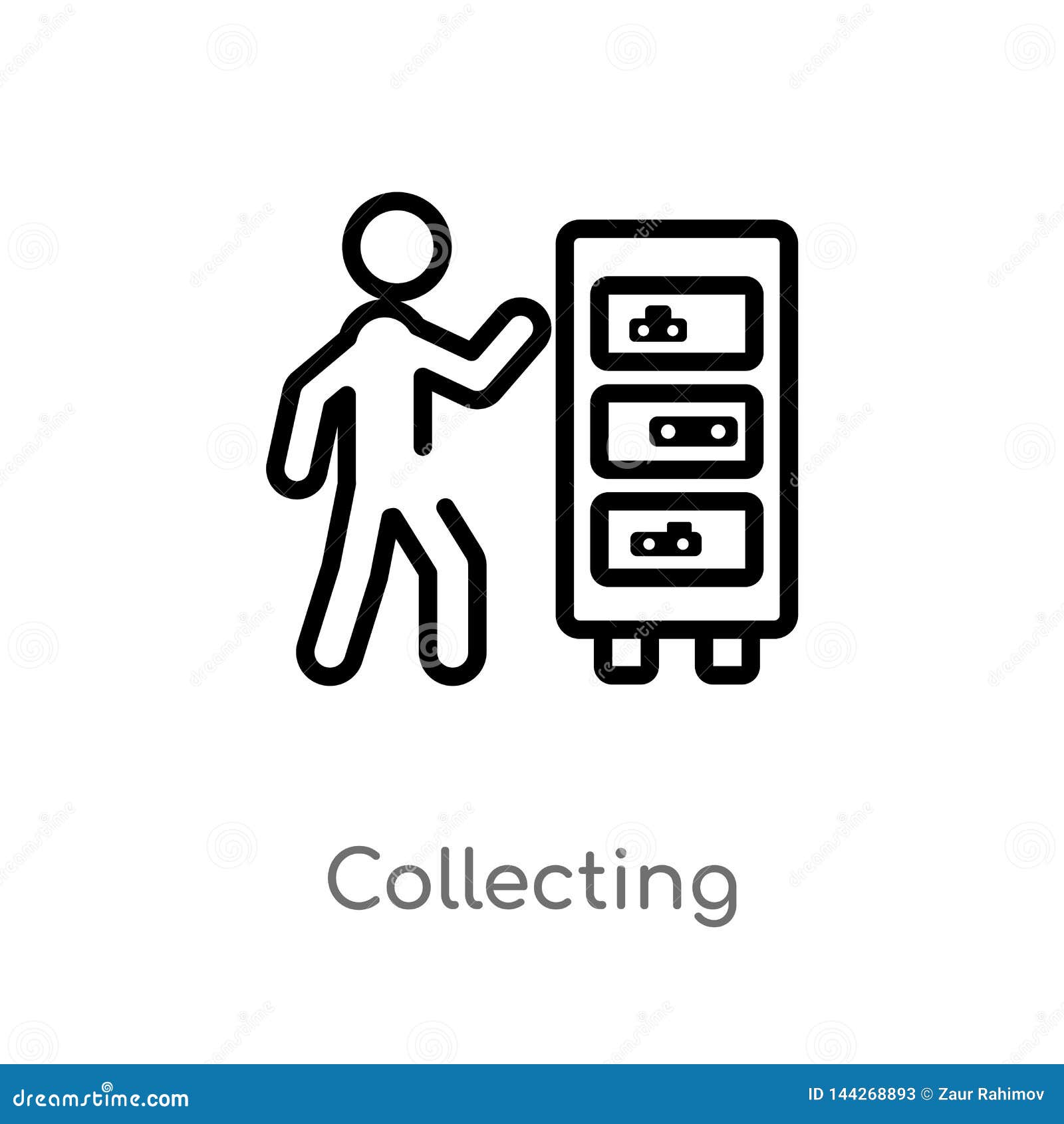 Outline Collecting Vector Icon. Isolated Black Simple Line Element ...
