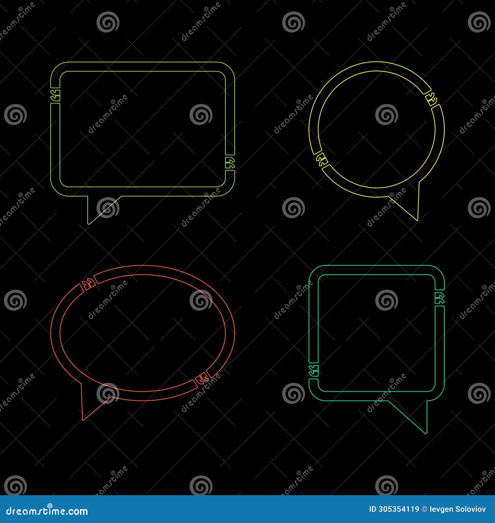 Outline Color Speech Bubbles Stock Illustration - Illustration of chat ...