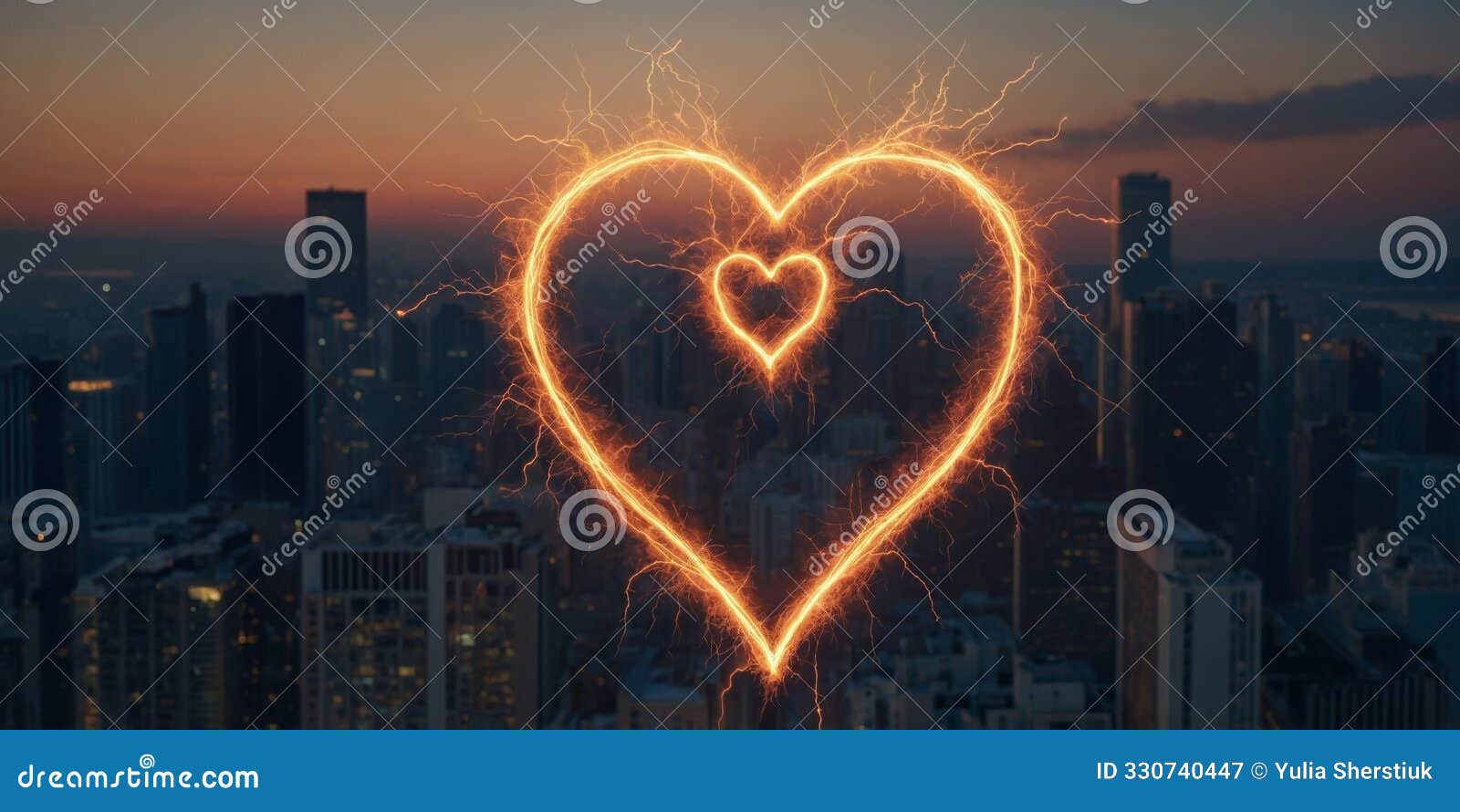 Outline Coloring Heart Lightning in the Middle. Stock Illustration ...