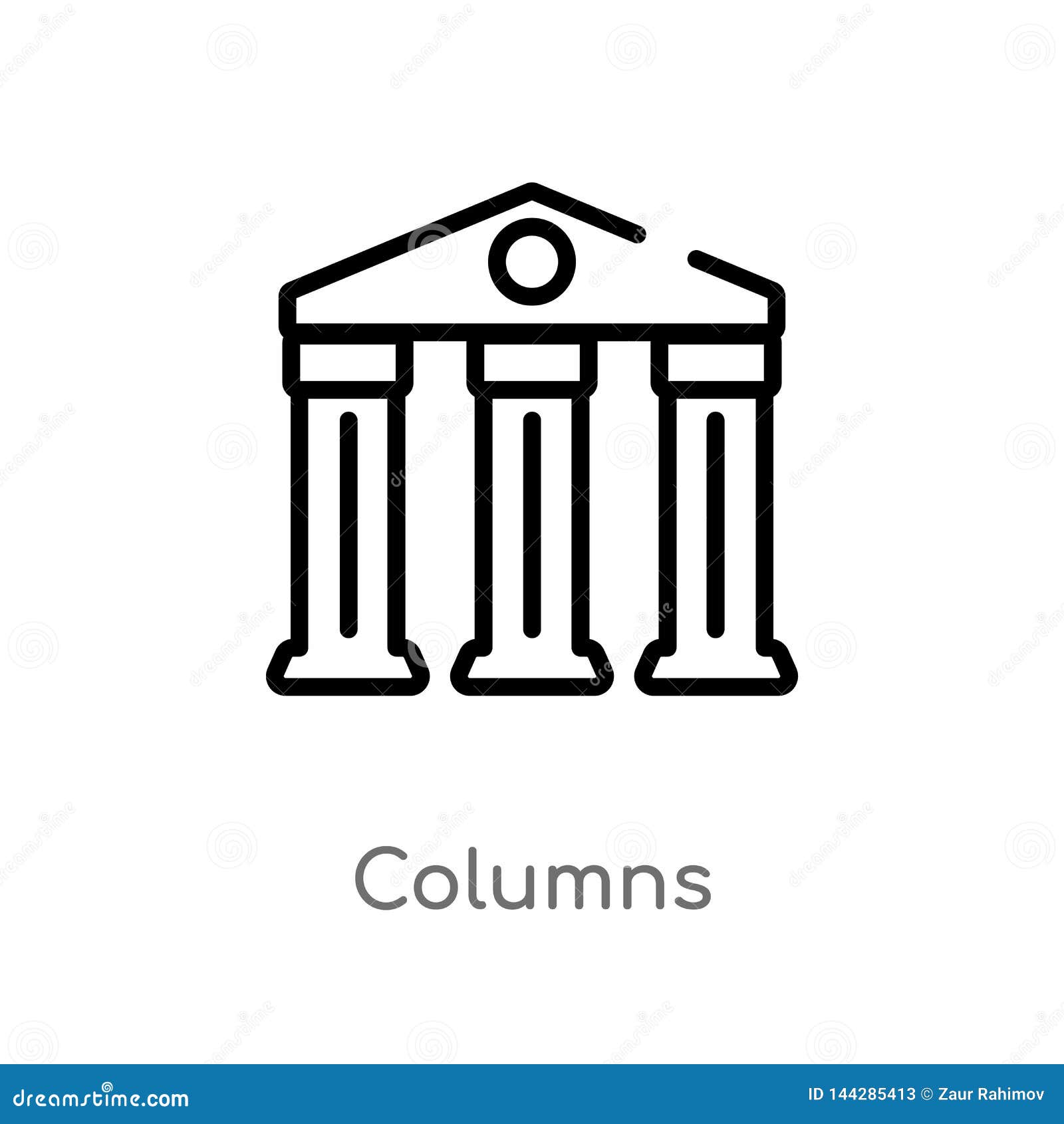 Outline Columns Vector Icon. Isolated Black Simple Line Element ...