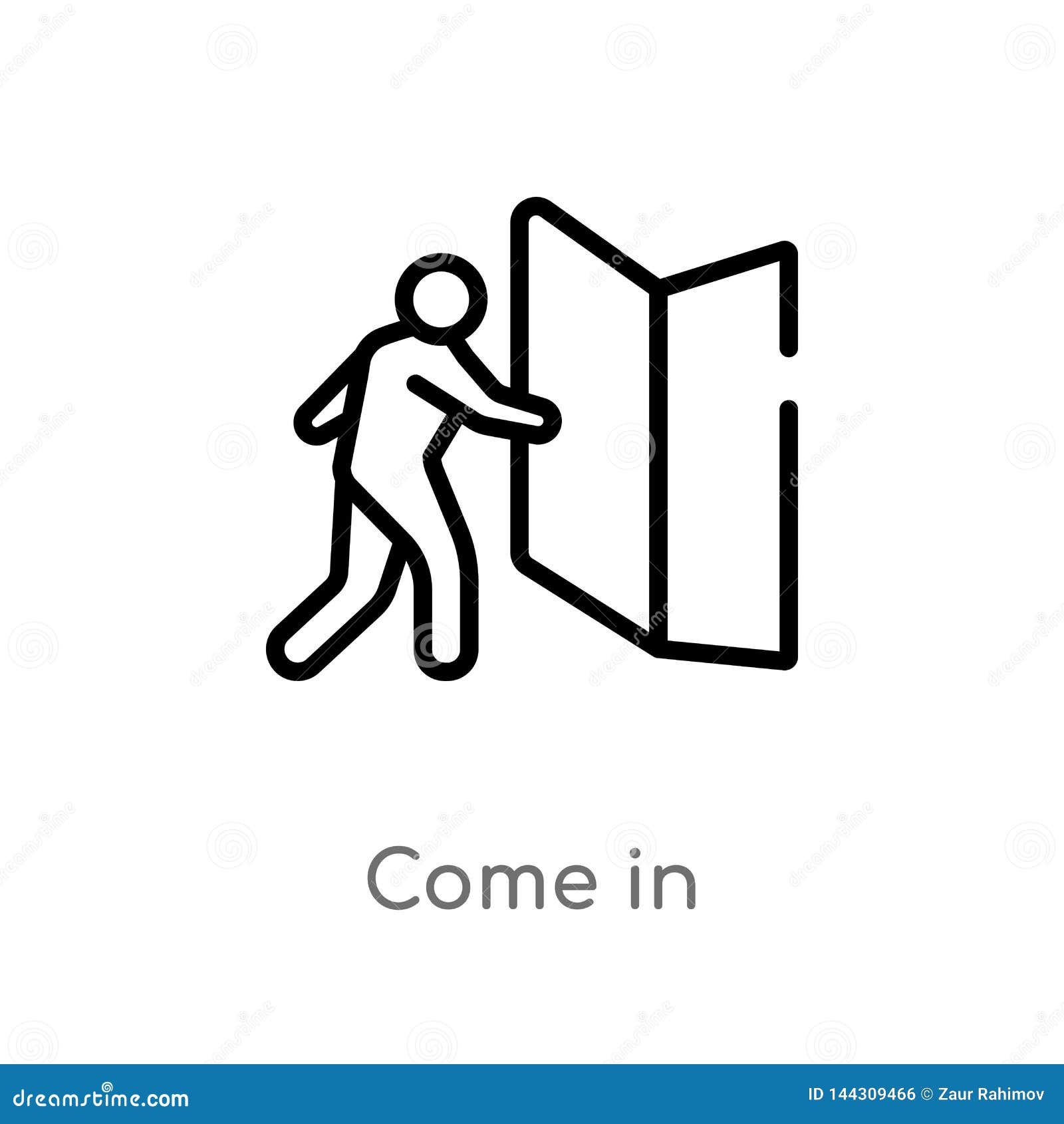 Outline Come in Vector Icon. Isolated Black Simple Line Element ...