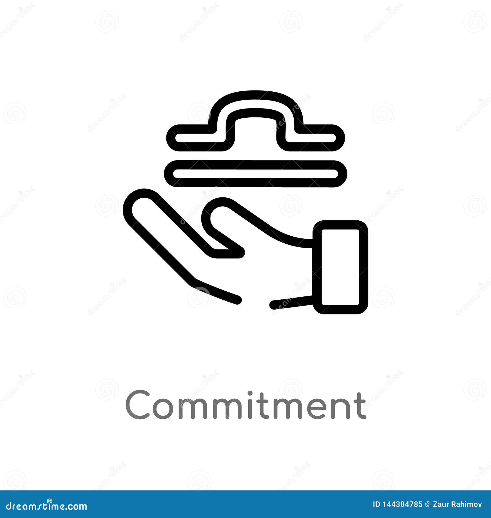 Outline Commitment Vector Icon Isolated Black Simple Line Element
