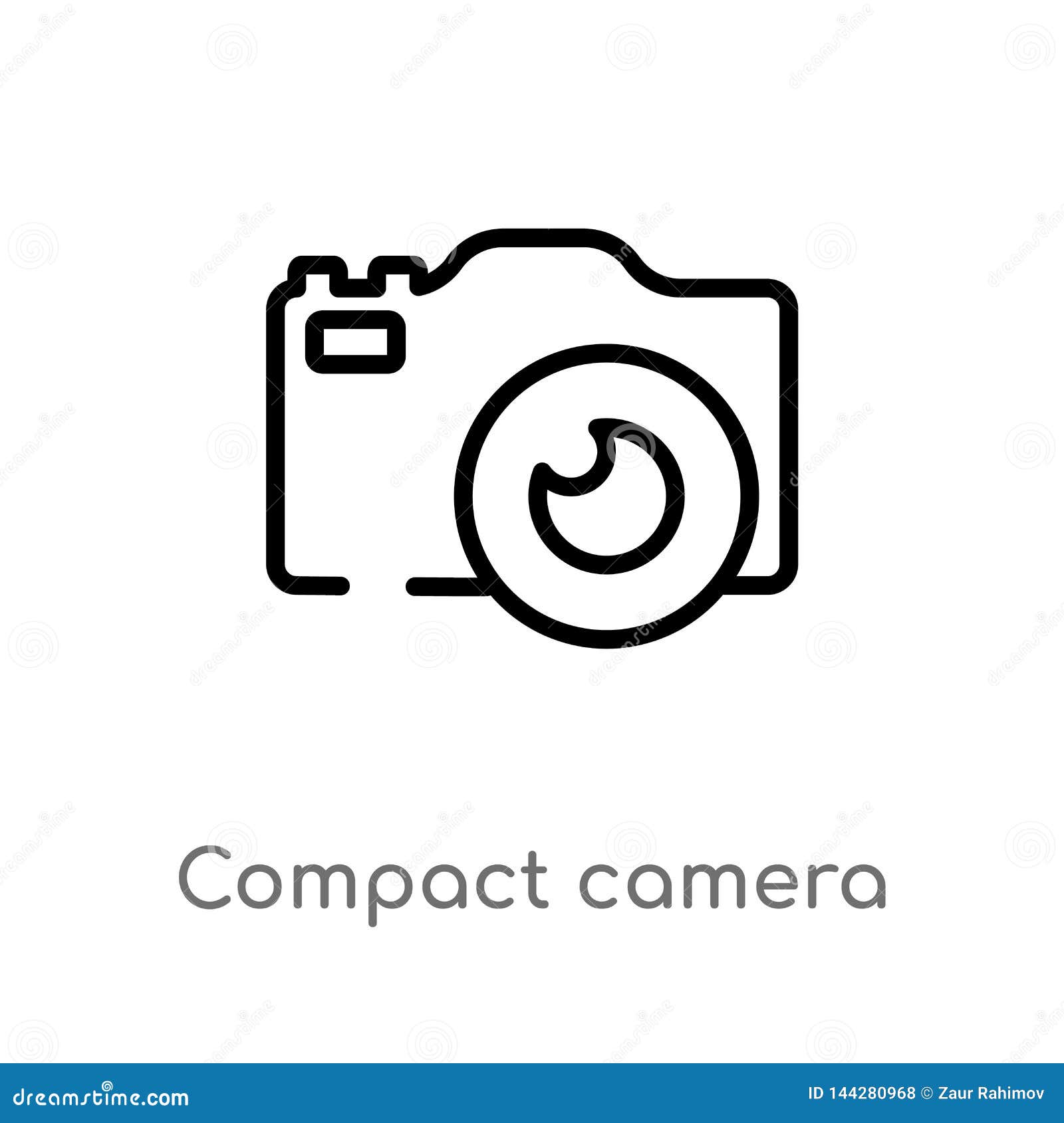Outline Compact Camera Vector Icon. Isolated Black Simple Line Element ...