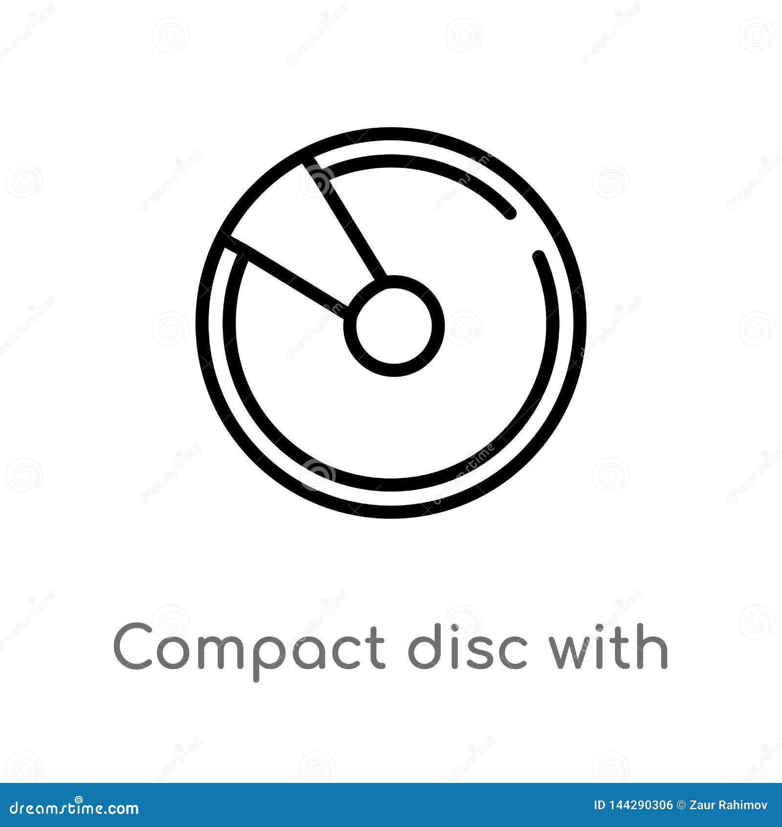 Outline Compact Disc with Glare Vector Icon. Isolated Black Simple Line ...