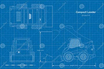 Outline Compact Loader. Contour Side, Front Amd Top View. Drawing of ...