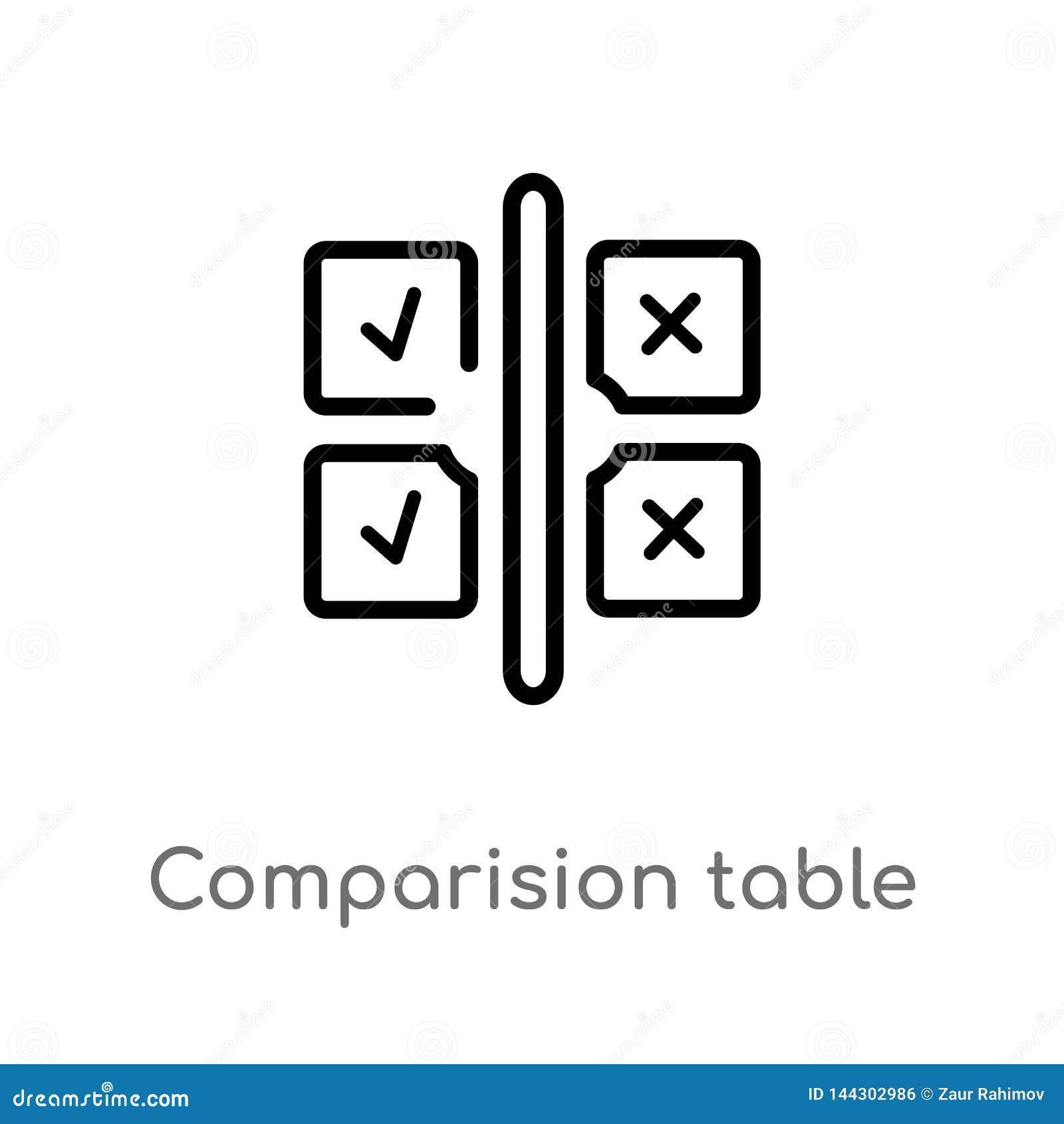 Comparision Table Vector Icon On White Background. Flat Vector ...