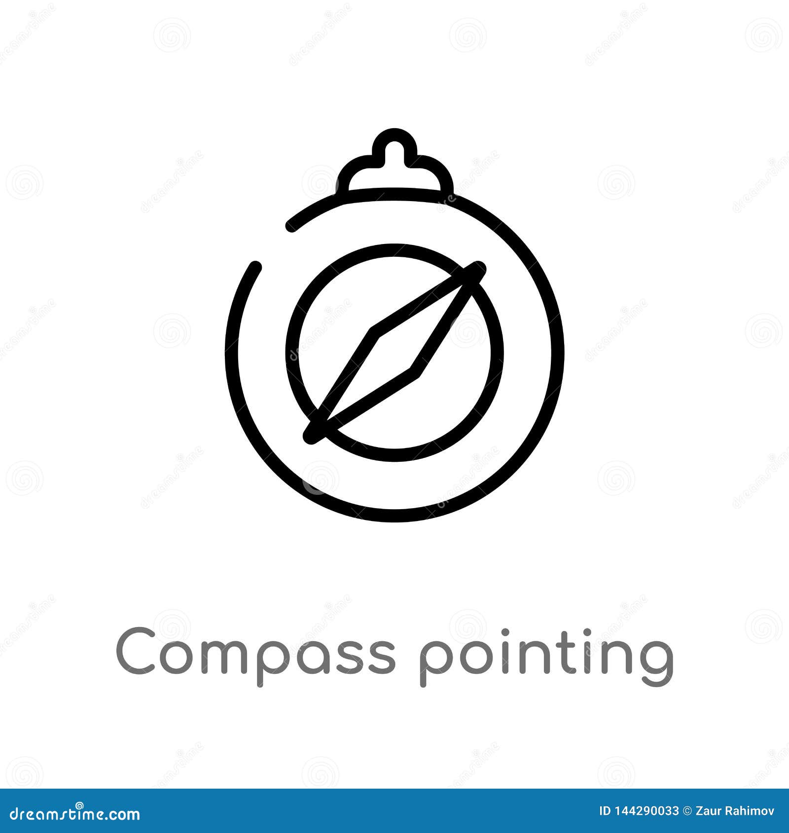 Outline Compass Pointing North Vector Icon. Isolated Black Simple Line ...