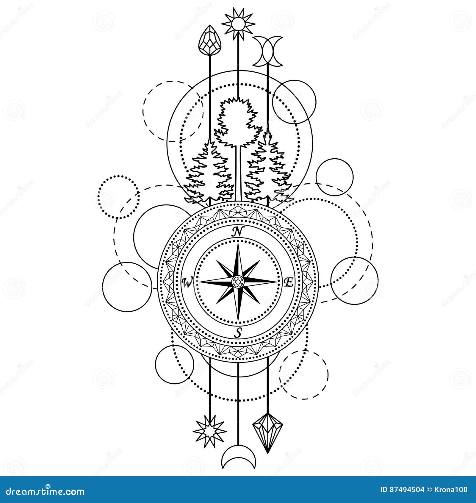 Outline Compass Symbol stock vector. Illustration of luxury - 87494504