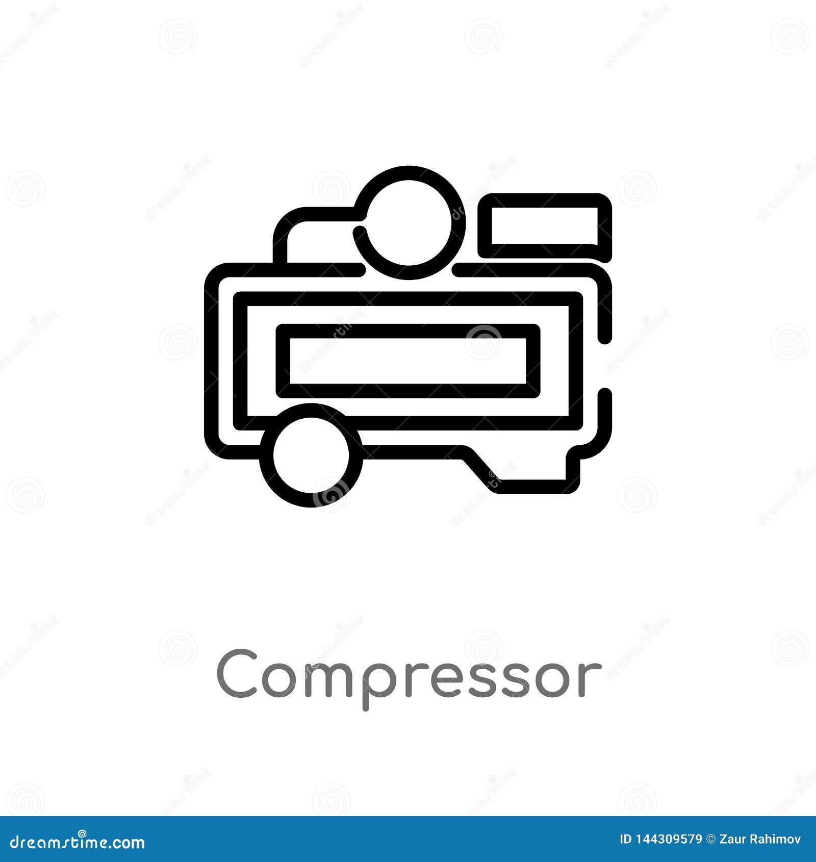 Outline Compressor Vector Icon. Isolated Black Simple Line Element ...