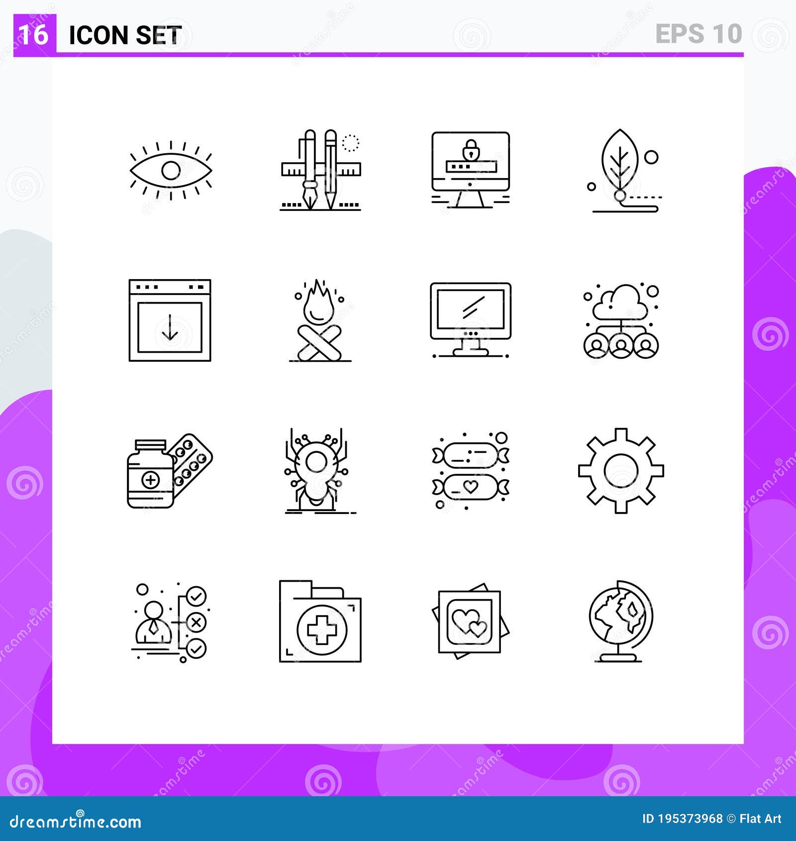 Set of 16 Modern UI Icons Symbols Signs for Life, Digital, Drawing ...