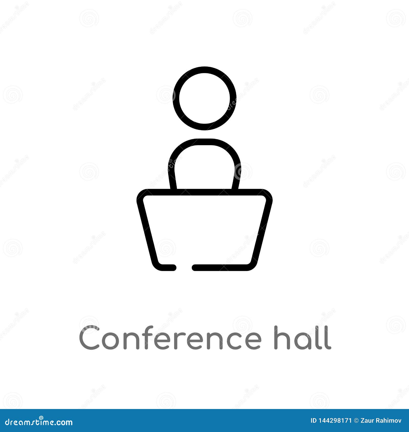 Outline Conference Hall Vector Icon. Isolated Black Simple Line Element ...