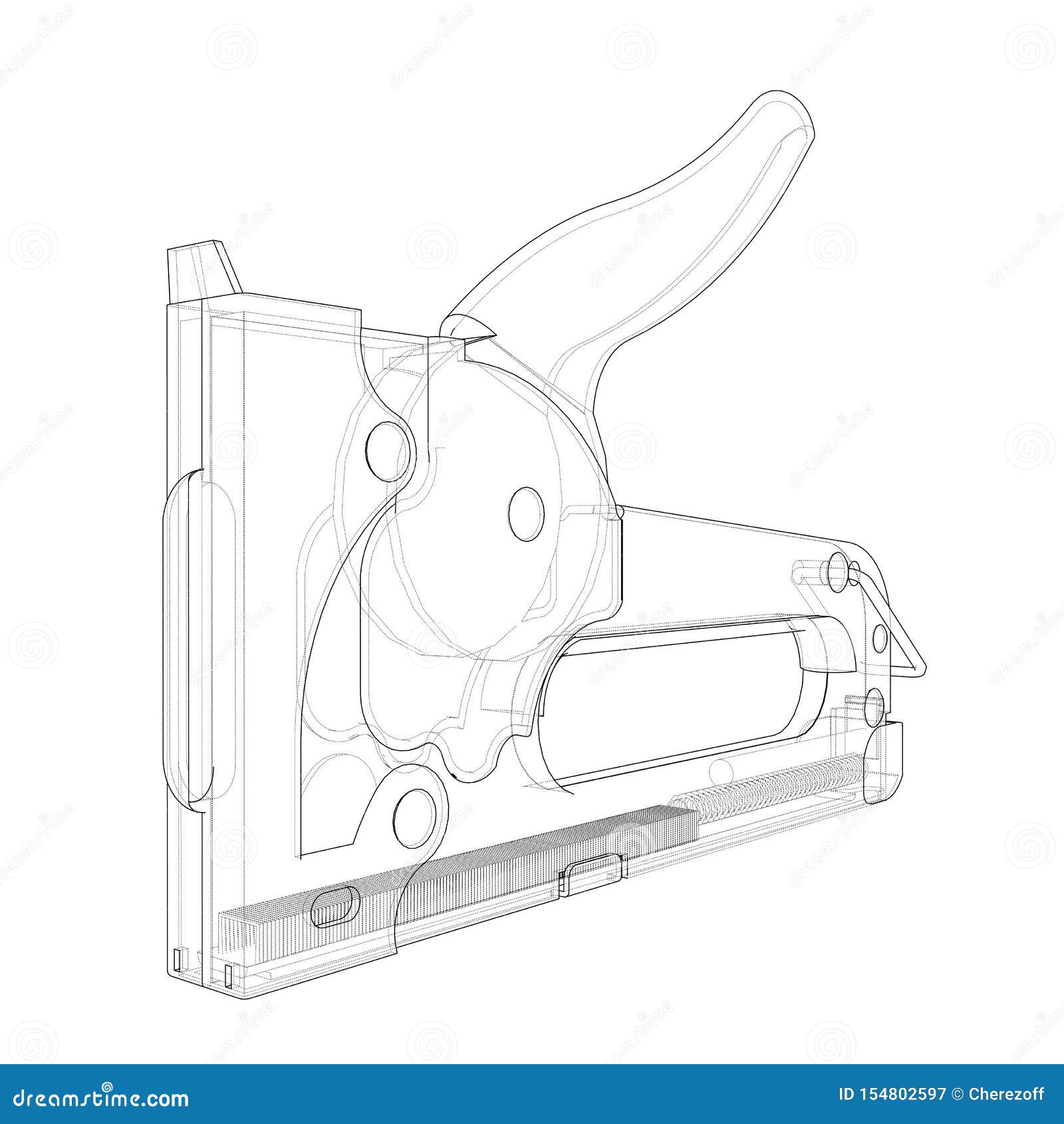 Outline Construction Stapler. Vector Stock Vector - Illustration of ...
