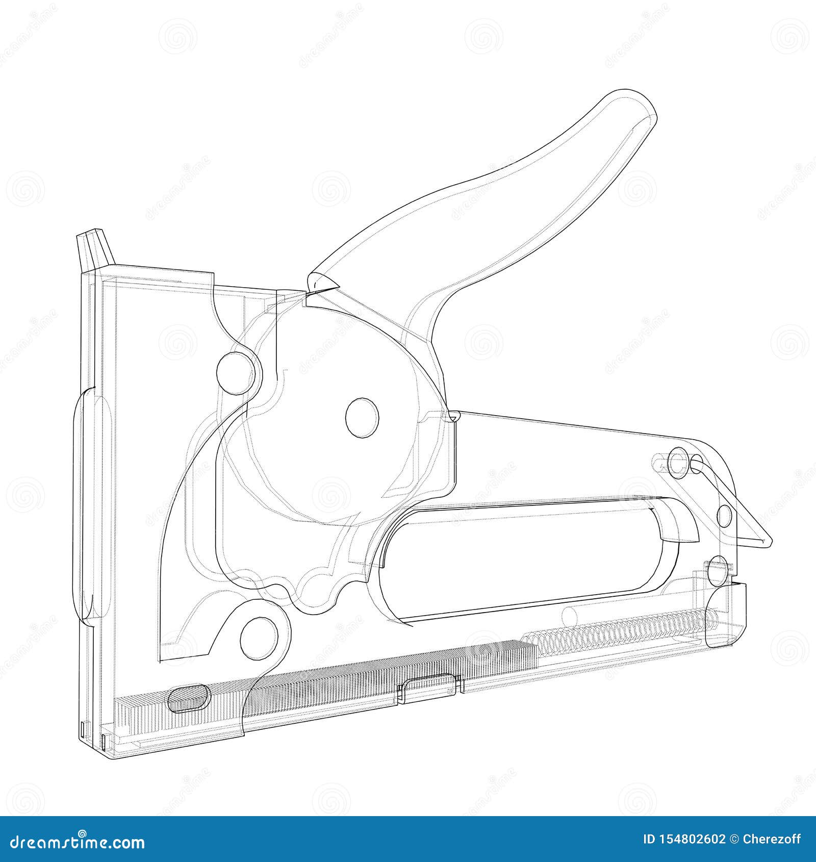 Outline Construction Stapler. Vector Stock Vector - Illustration of ...
