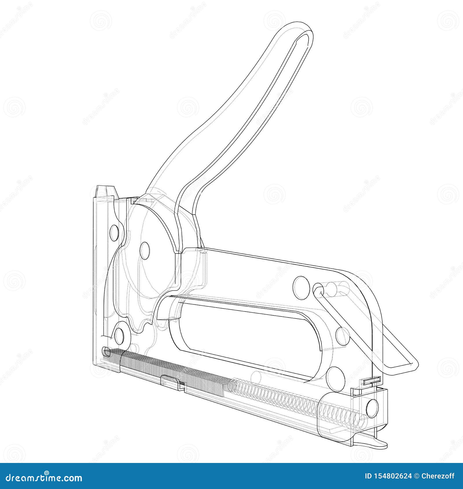 Outline Construction Stapler. Vector Stock Vector - Illustration of ...