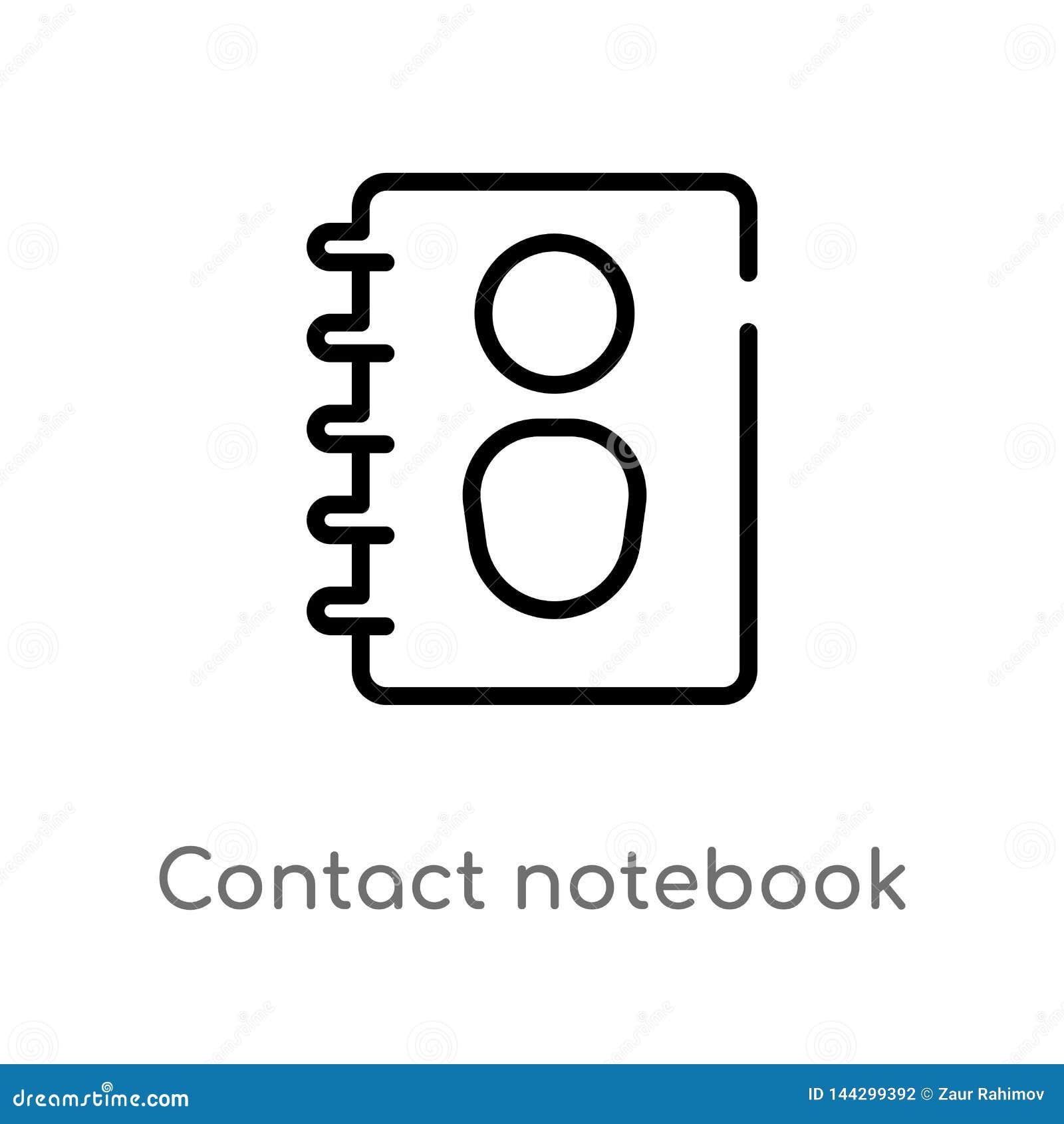 Outline Contact Notebook Vector Icon. Isolated Black Simple Line ...