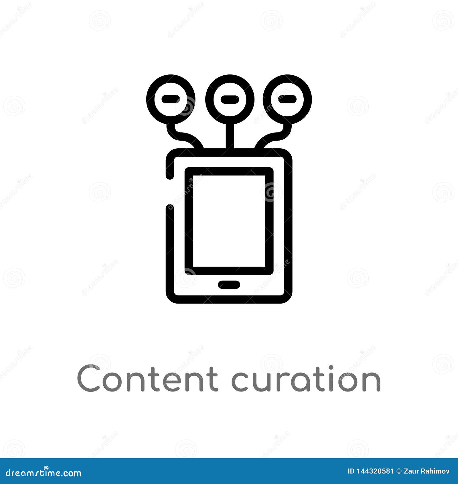 Outline Content Curation Vector Icon. Isolated Black Simple Line ...