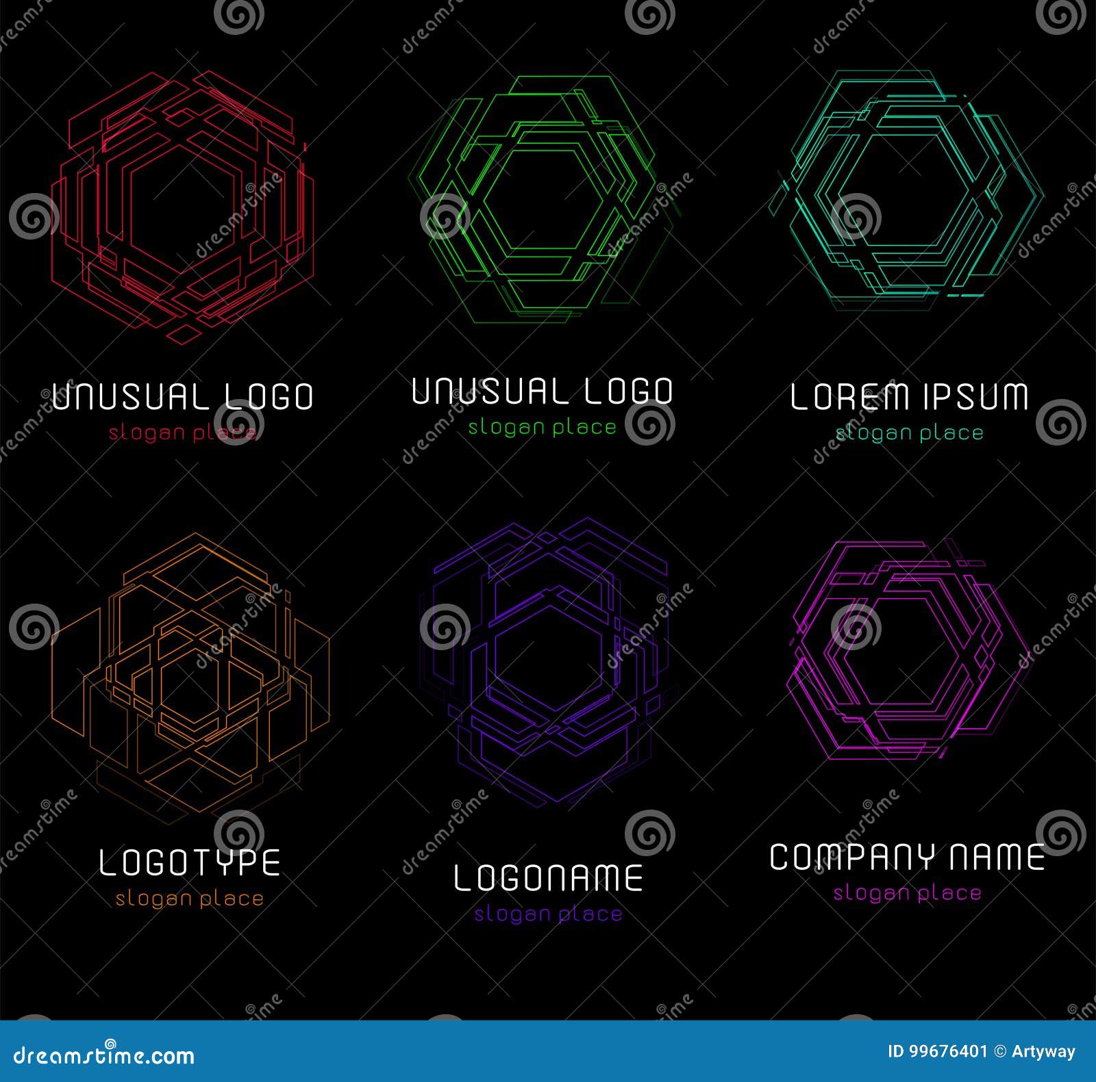 Monoline Illustrations. Frames Of Different Geometry Shapes ...
