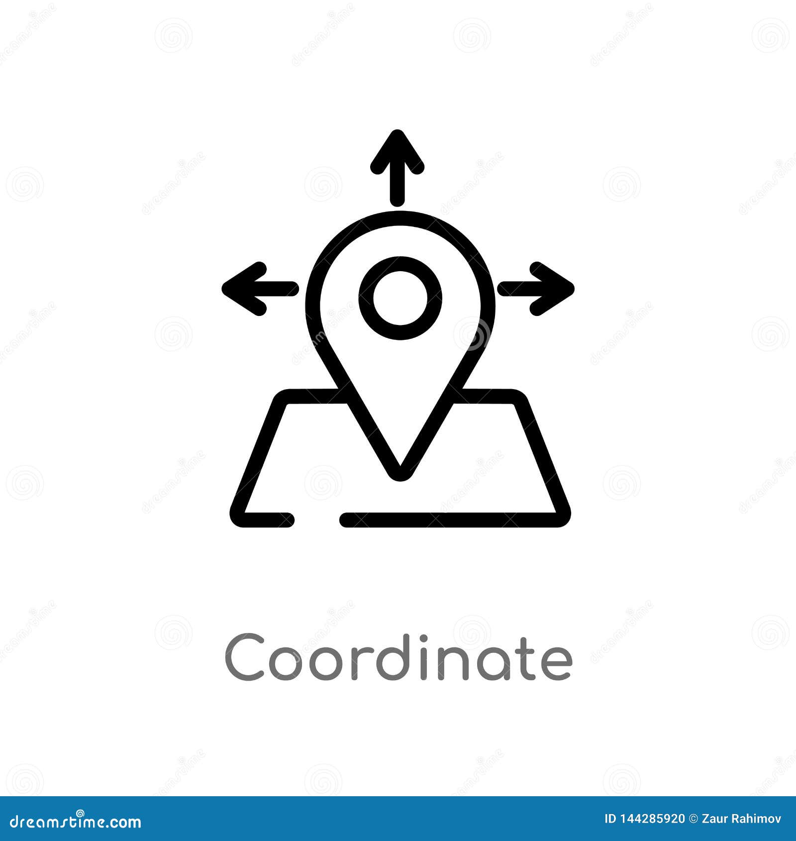 Outline Coordinate Vector Icon. Isolated Black Simple Line Element ...